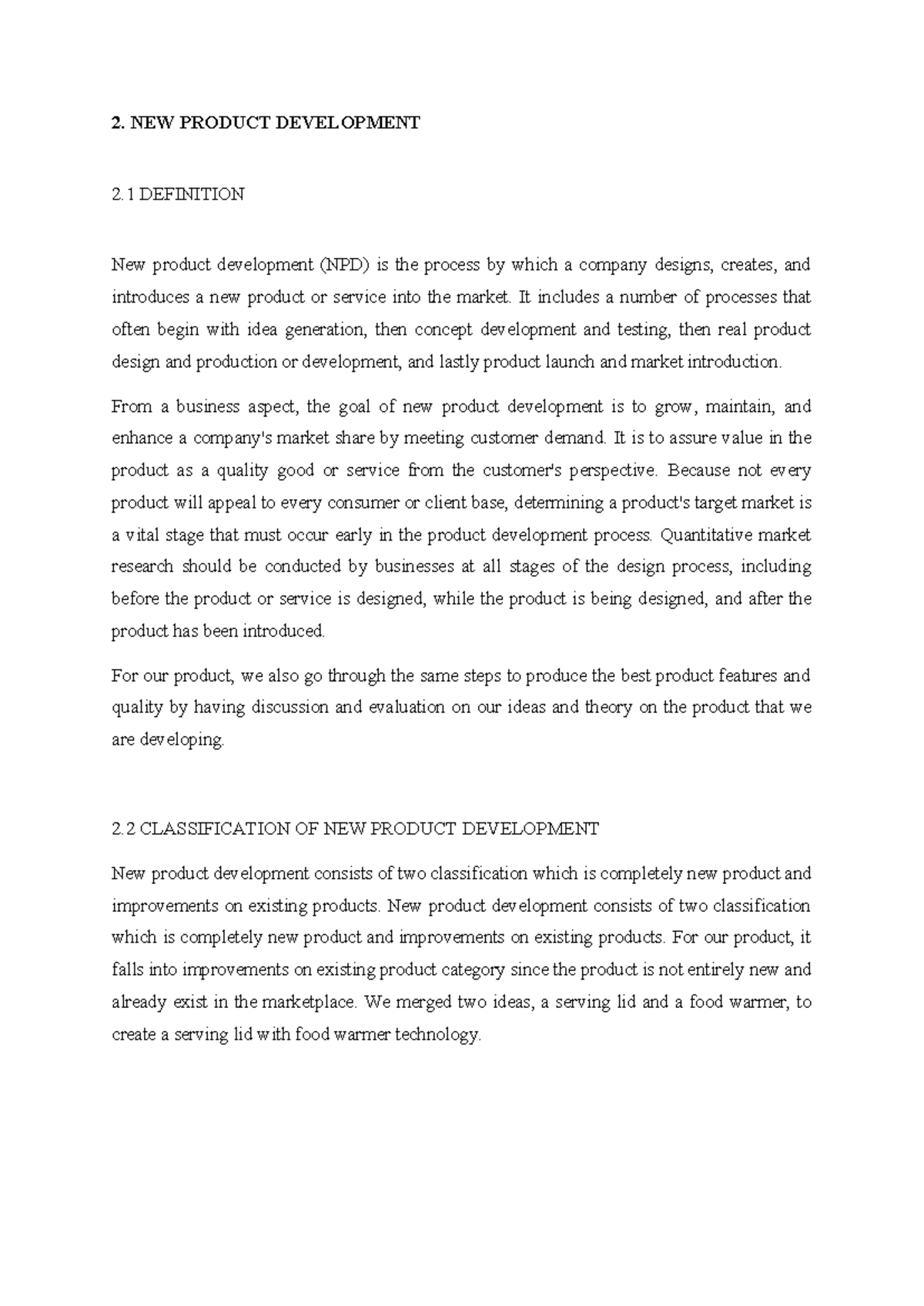 ENT600 ASSIGNMENT ON NEW PRODUCT TECHNOLOGY - 2. NEW PRODUCT ...