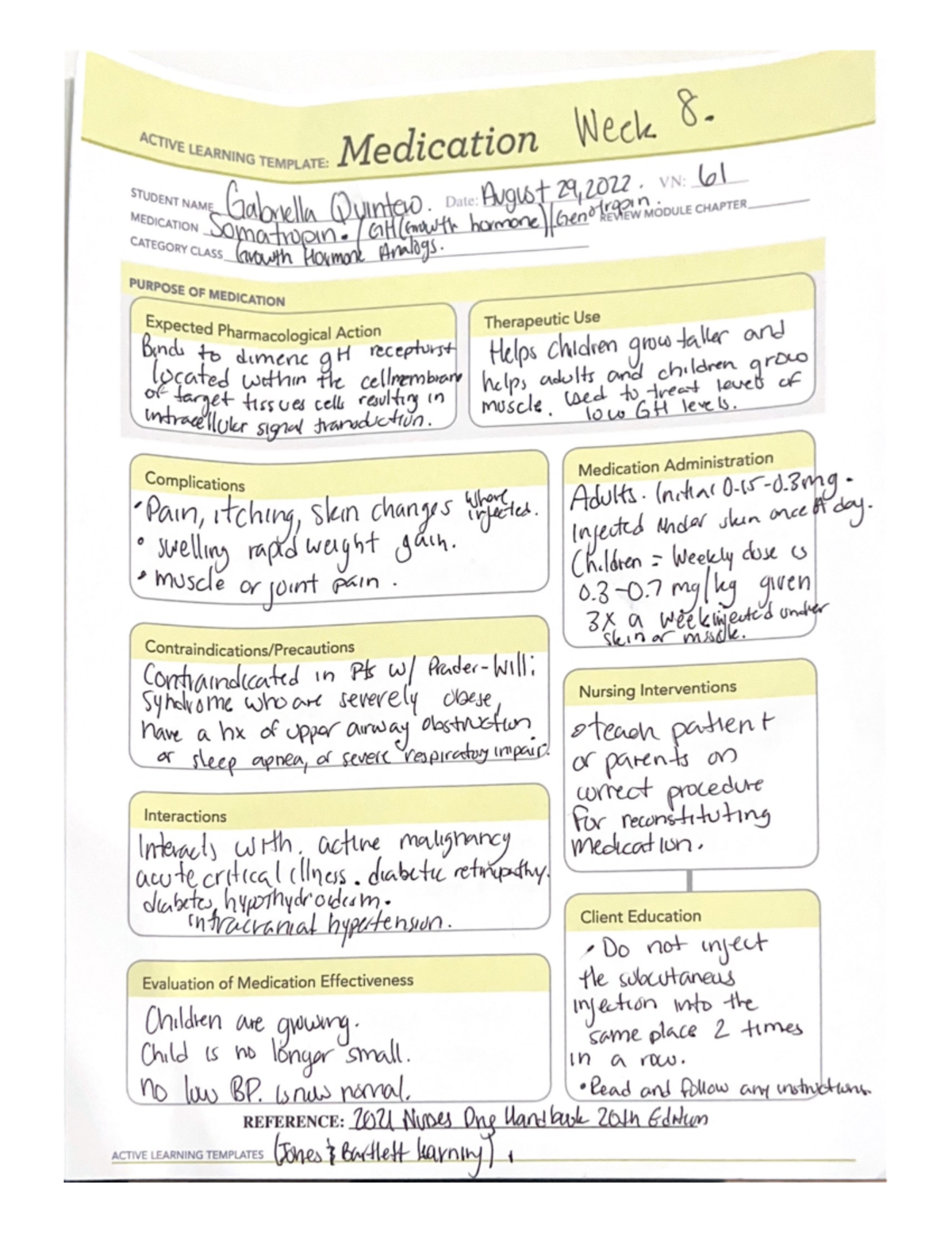 Medication cards - ACTIVE LEARNING TEMPLATE: Medication Week 8. STUDENT ...