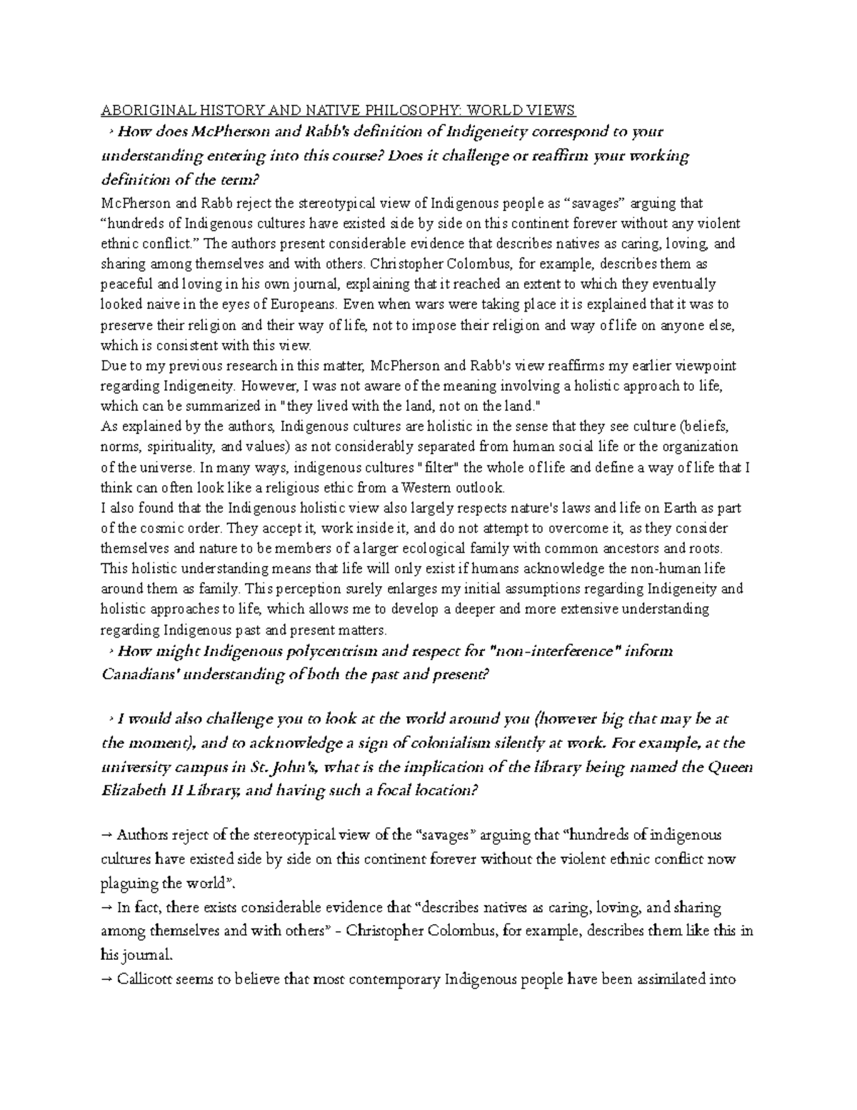 Talking Circle 2- Aboriginal History AND Native Philosophy World Views ...