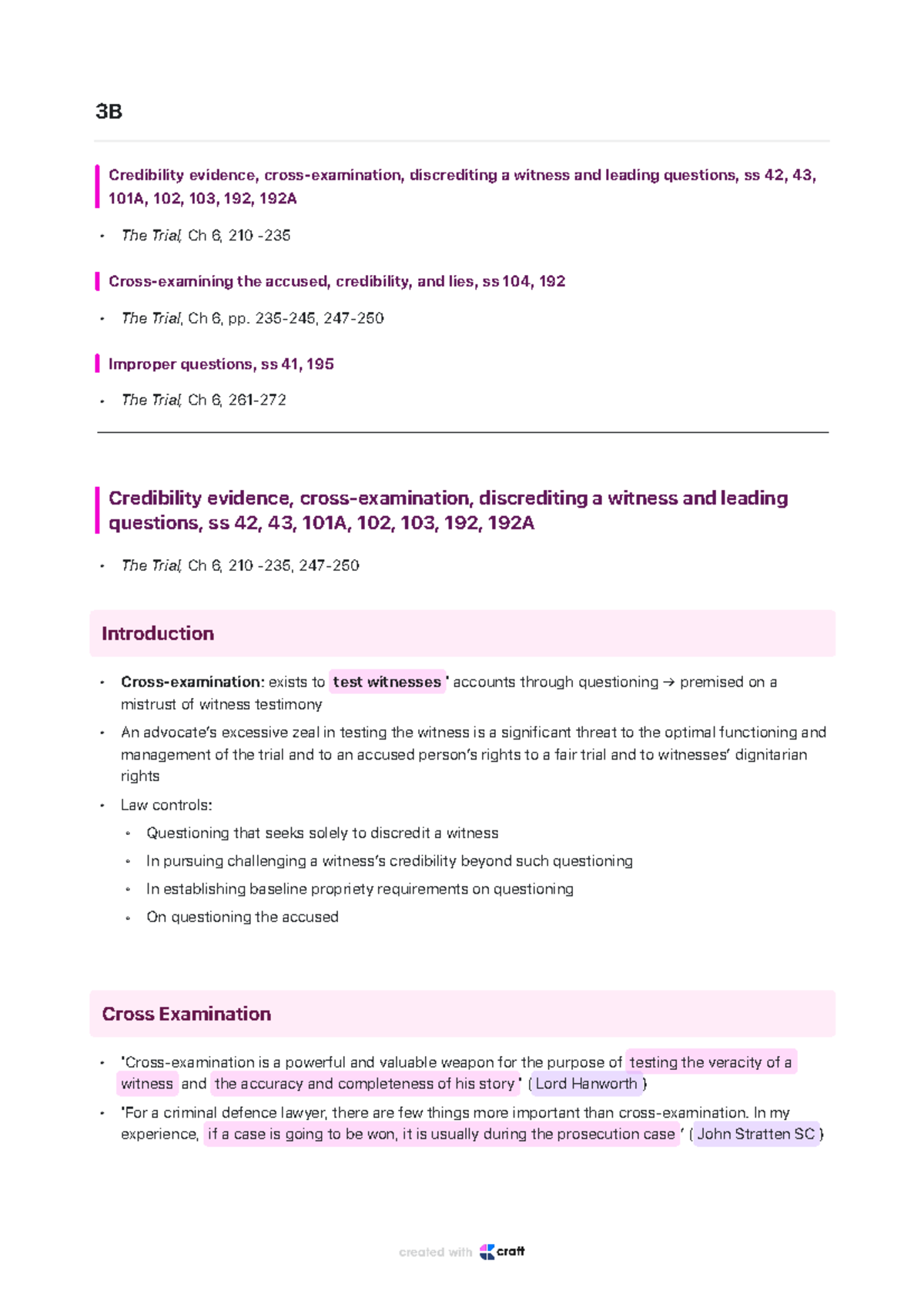 3B - Readings for class 3 B - 3B Credibility evidence, cross ...