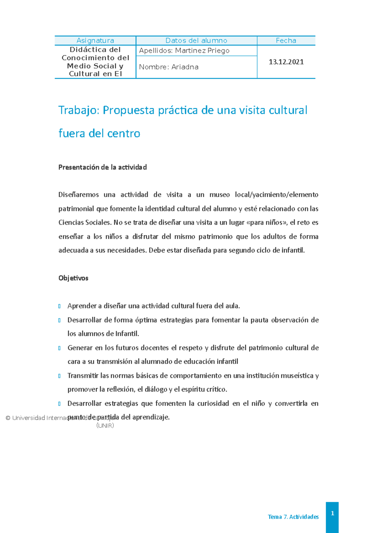 LA Visita AL Museo - actividad - Didáctica del Conocimiento del Medio ...