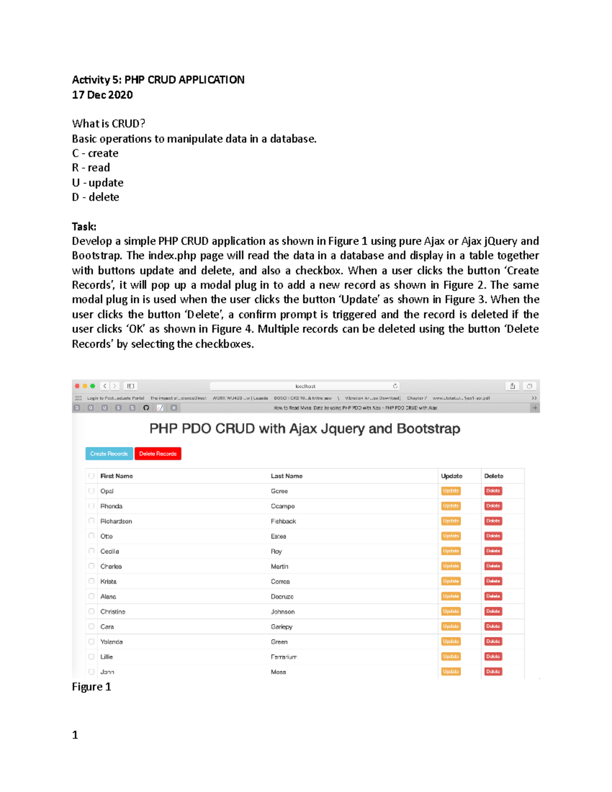 Activity 5 - Activity 5: PHP CRUD APPLICATION 17 Dec 2020 What is CRUD ...