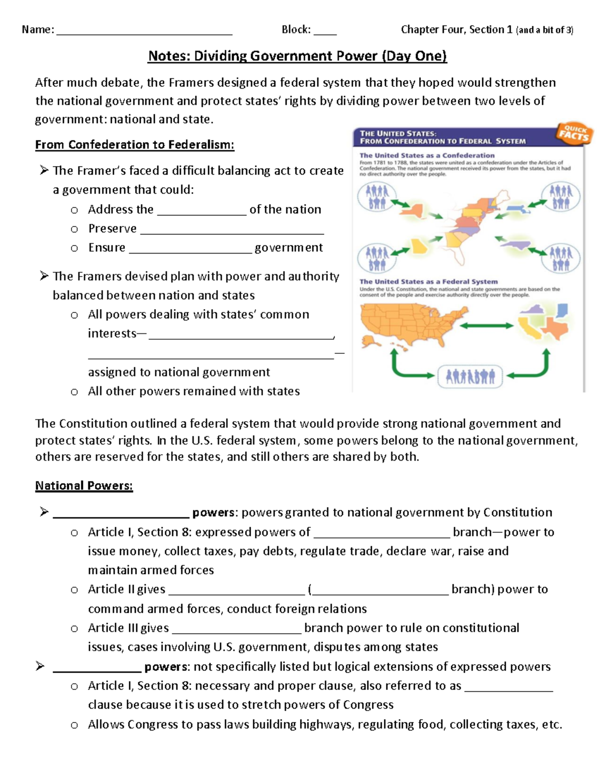 Chapter Four, Section 1- Student Handout - Name ...