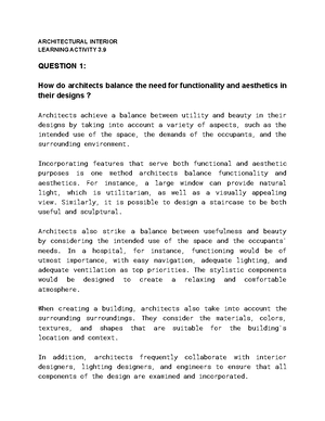Learning Activity 4.0 Architectural Interior - ARCHITECTURAL INTERIOR LEARNING ACTIVITY 4 ...