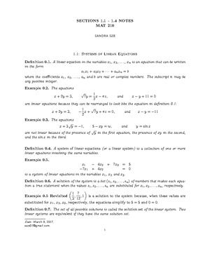 1.5 - 1.7 Notes - SECTIONS 1 & 1 NOTES MAT 210 SANDRA SZE 1: Solution ...