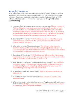 CH 10 Review Questions - RHEL - Configuring and Securing ssh (20 Questions) Using the material ...