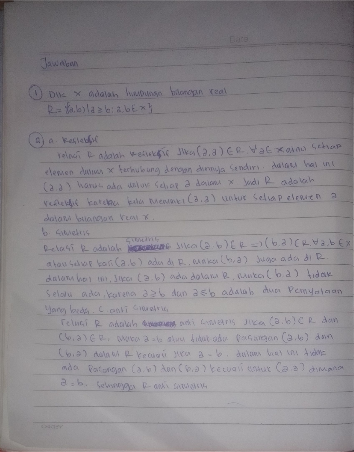 DOC-20241113-WA0017 - kalkulus - Date Jawaban . I DIK X adalah himpunan bilangan real - Studocu