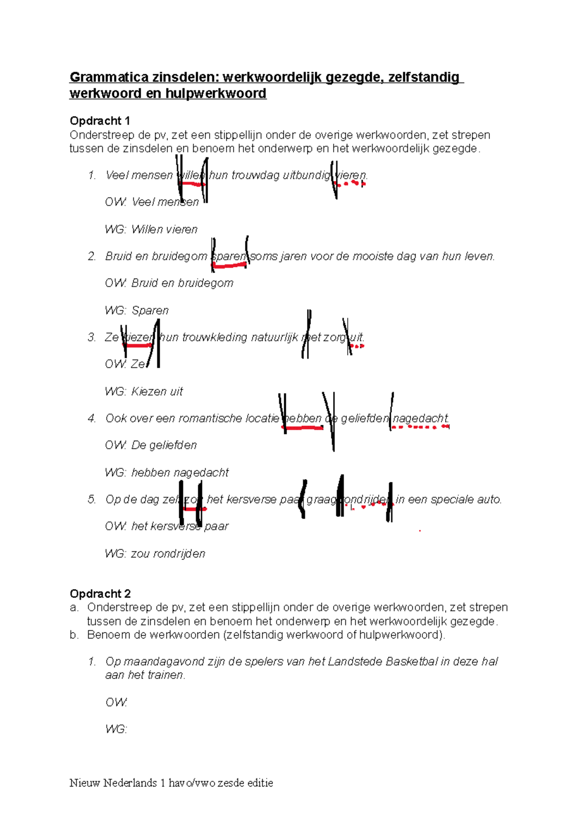 HV1 Grammatica zinsdelen - Grammatica zinsdelen: werkwoordelijk gezegde ...