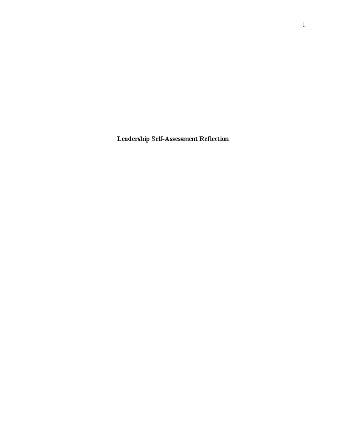 COPY leadership self-assessment reflection - Leadership Self-Assessment ...