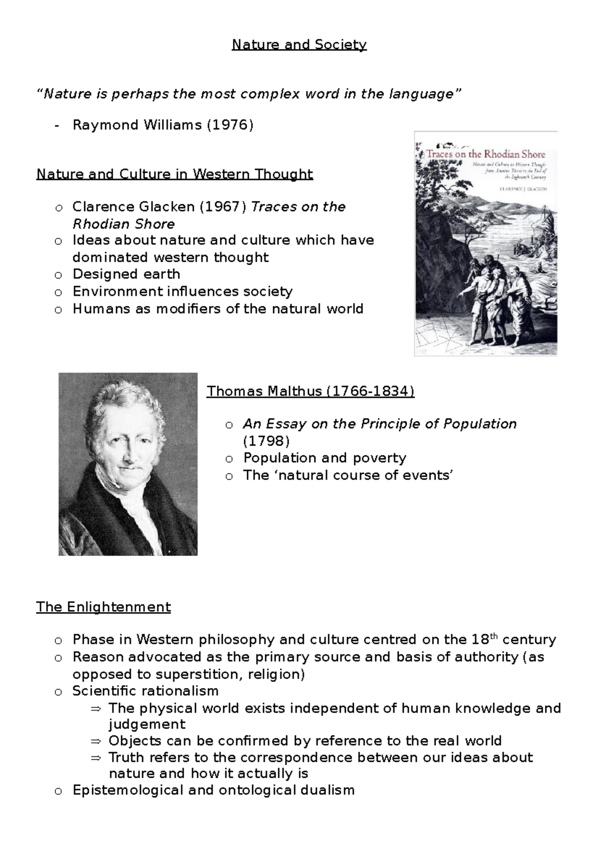 Nature and Society - Nature and Society “Nature is perhaps the most ...