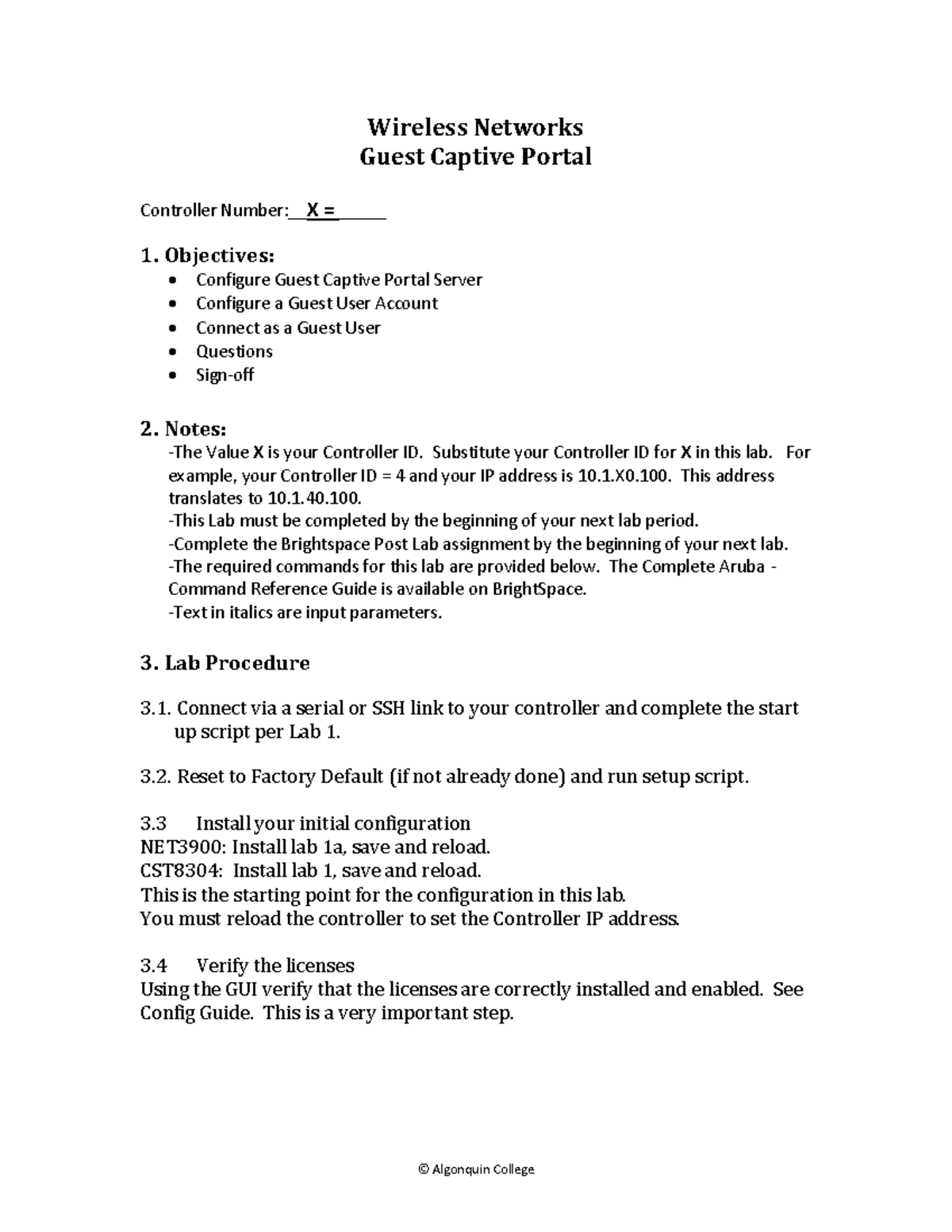Lab 6. Guest Captive Portal Instructions - Wireless Networks Guest Captive Portal Controller ...