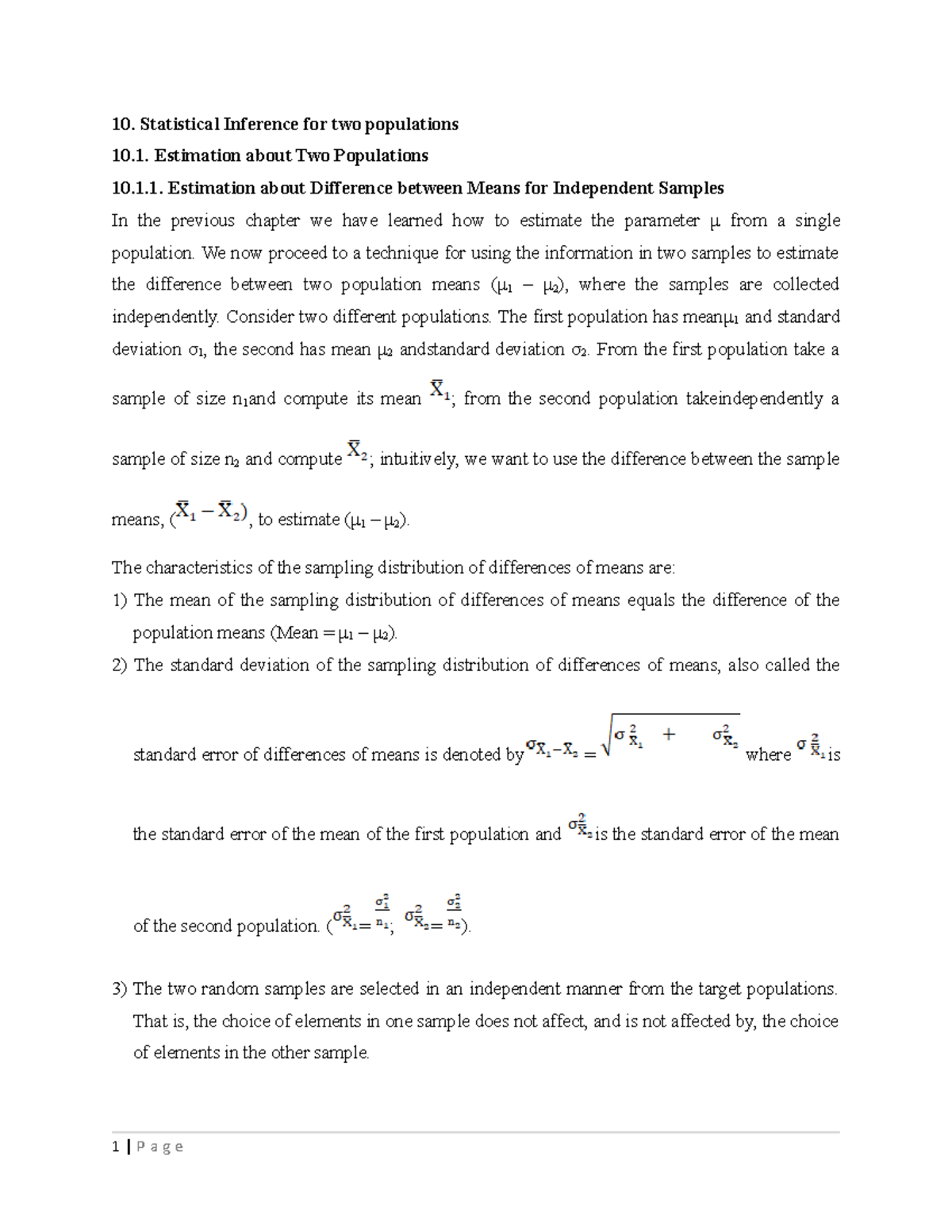 Ch 10 11 Basic Statisticical Methods Statistical Inference For Two Populations Estimation
