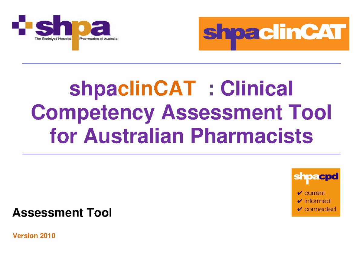 QA CP shpaclin CAT Assessment Tool - - Studocu