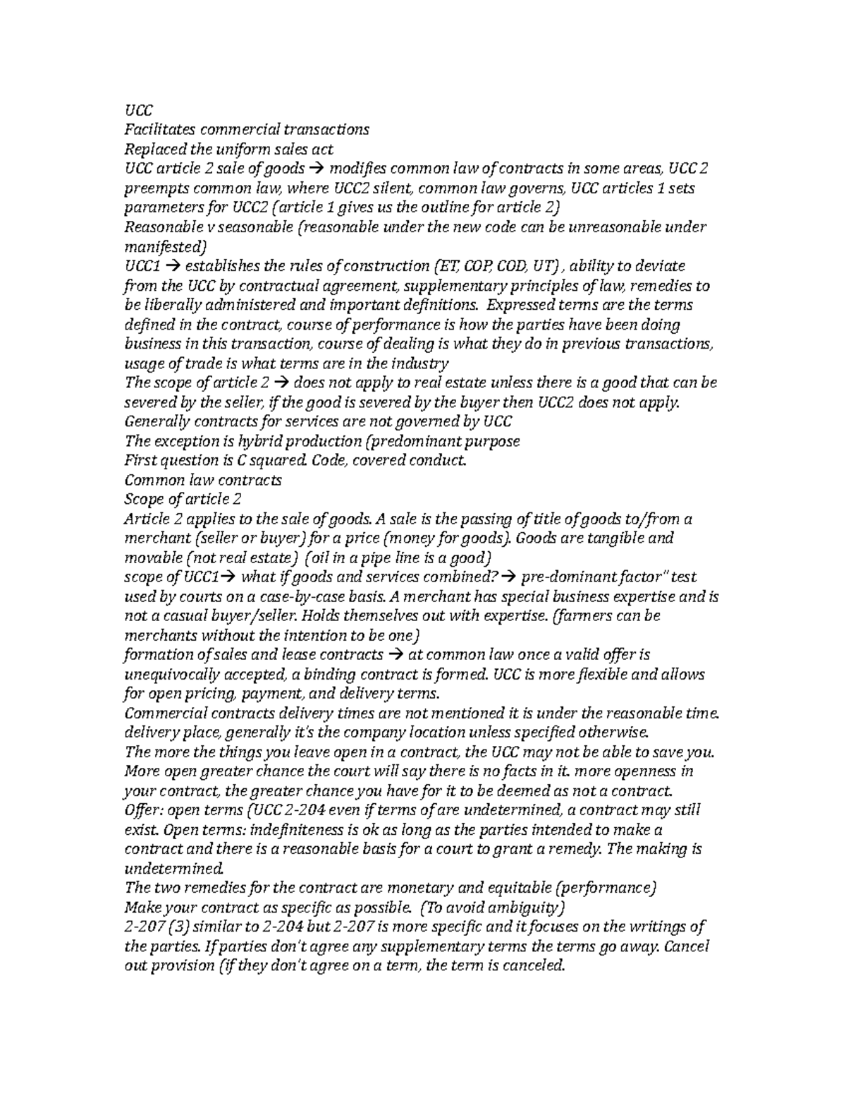 Lecture 3 - class notes - UCC Facilitates commercial transactions ...