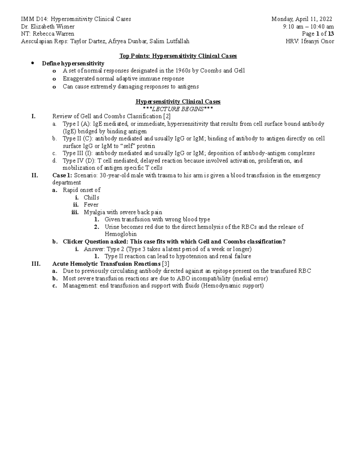 IMM D14 Hypersensitivity Clinical Cases HRV 2022 - Dr. Elizabeth Wisner ...