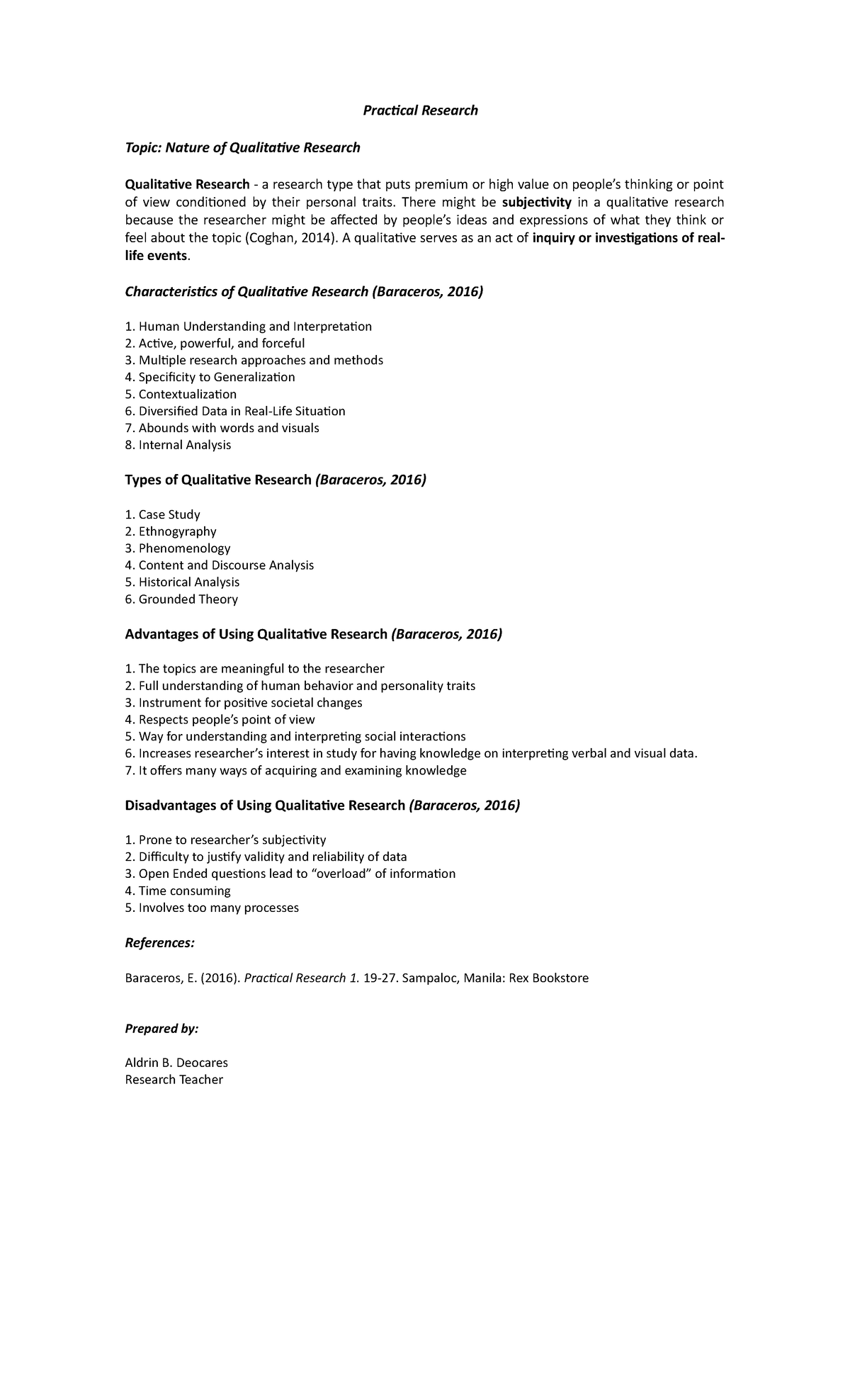 Research Handout #1 Nature of Qualitative Research OK - Practical ...