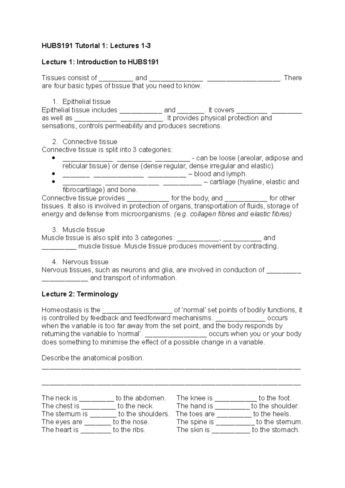 HUBS191 Tutorial 1 - Worksheet - HUBS191 Tutorial 1: Lectures 1 ...