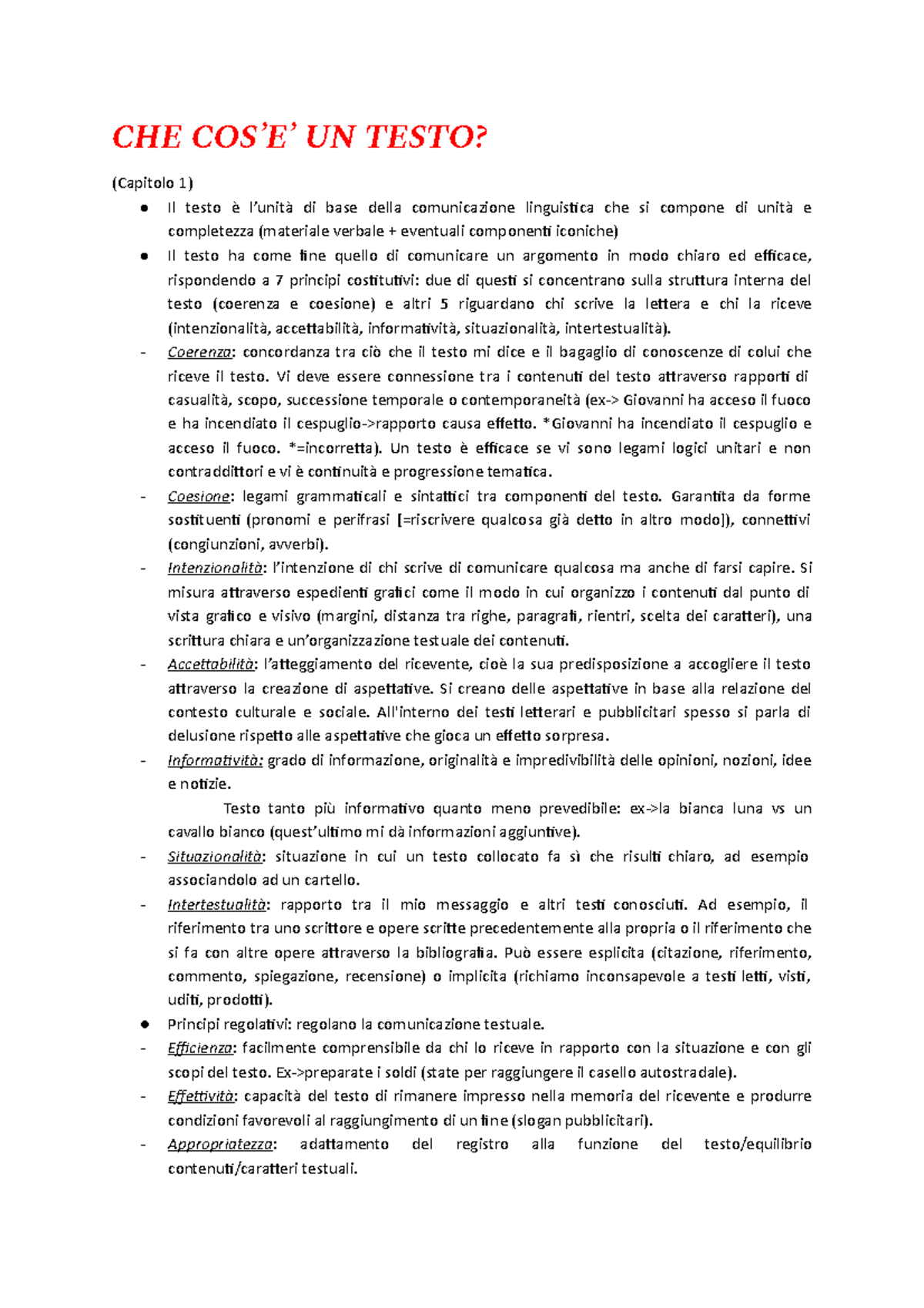 Lingua italiana (cognomi F-O) - CHE COS’E’ UN TESTO? (Capitolo 1) Il ...