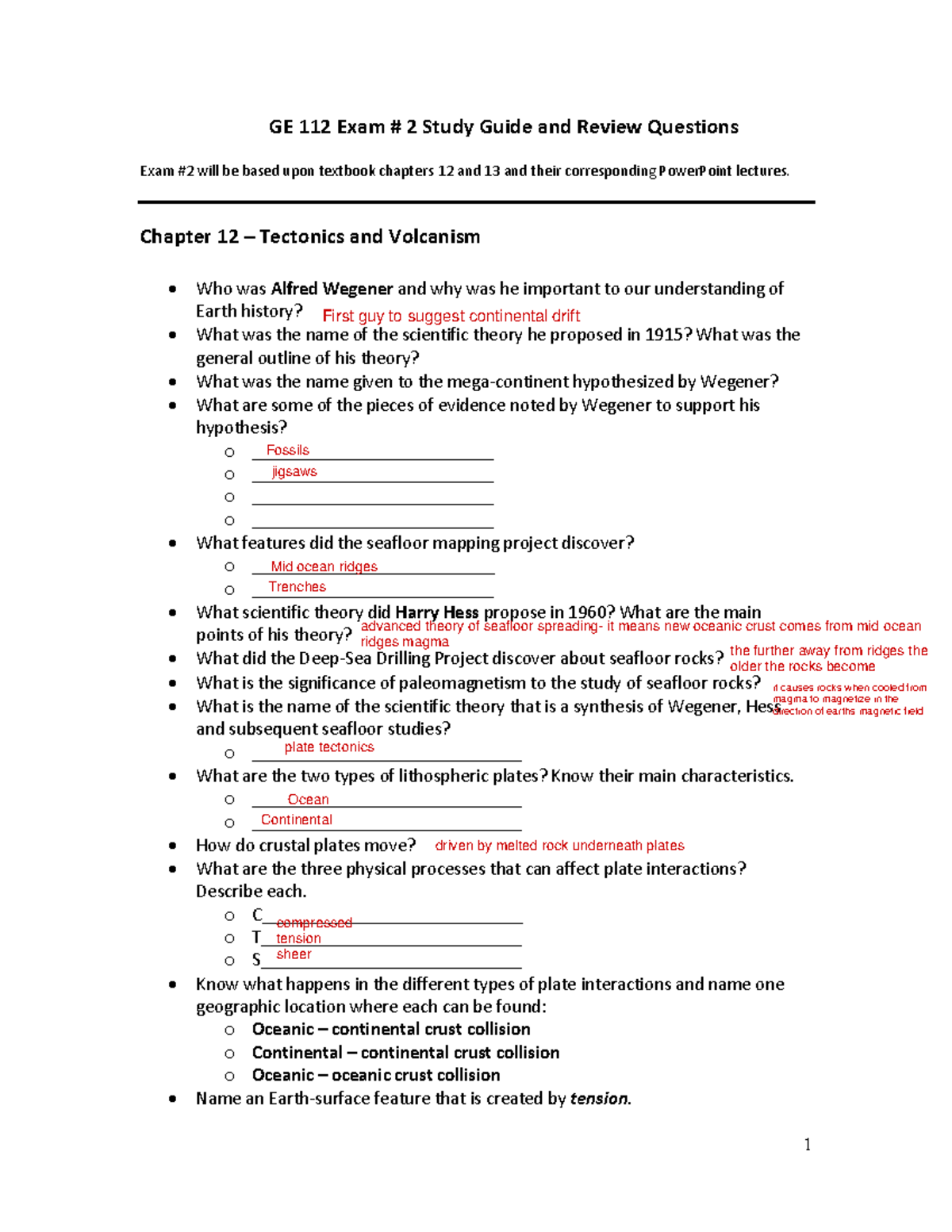 Exam 2 GE 112 - Study guide for exam . Professor Albert Fulton - 1 GE 112 Exam # 2 Study Guide ...