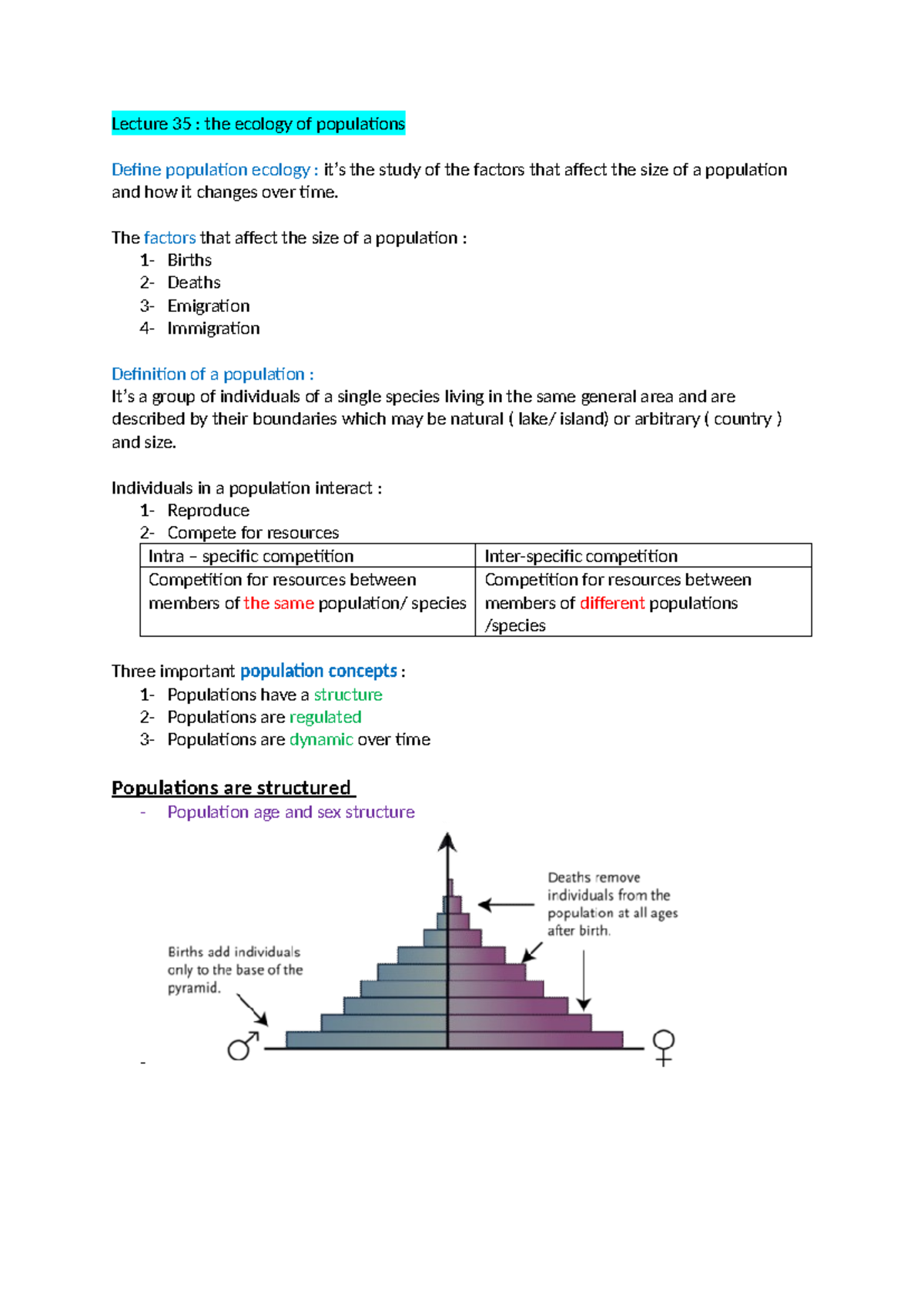 Ecology - lecture notes and further reading in one file - Lecture 35 ...