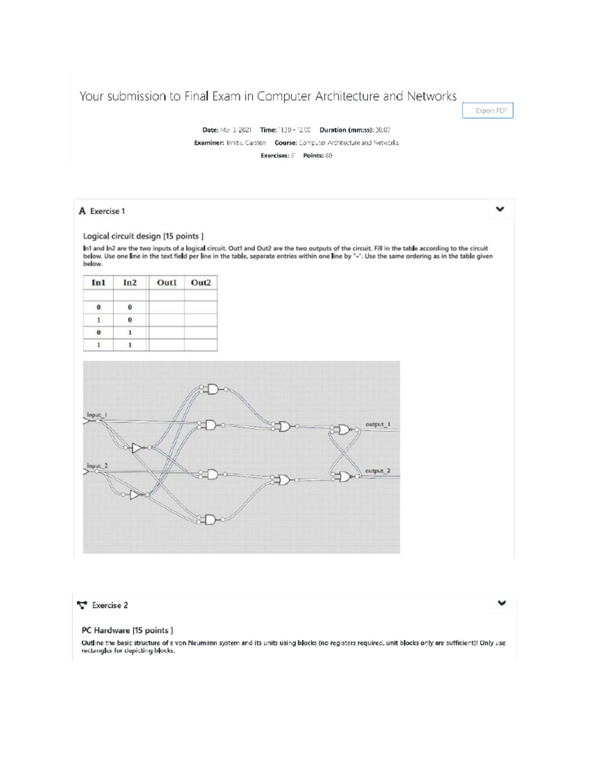CAN Exam 2020-21 - Online exam in 30min - Computer Architecture and ...