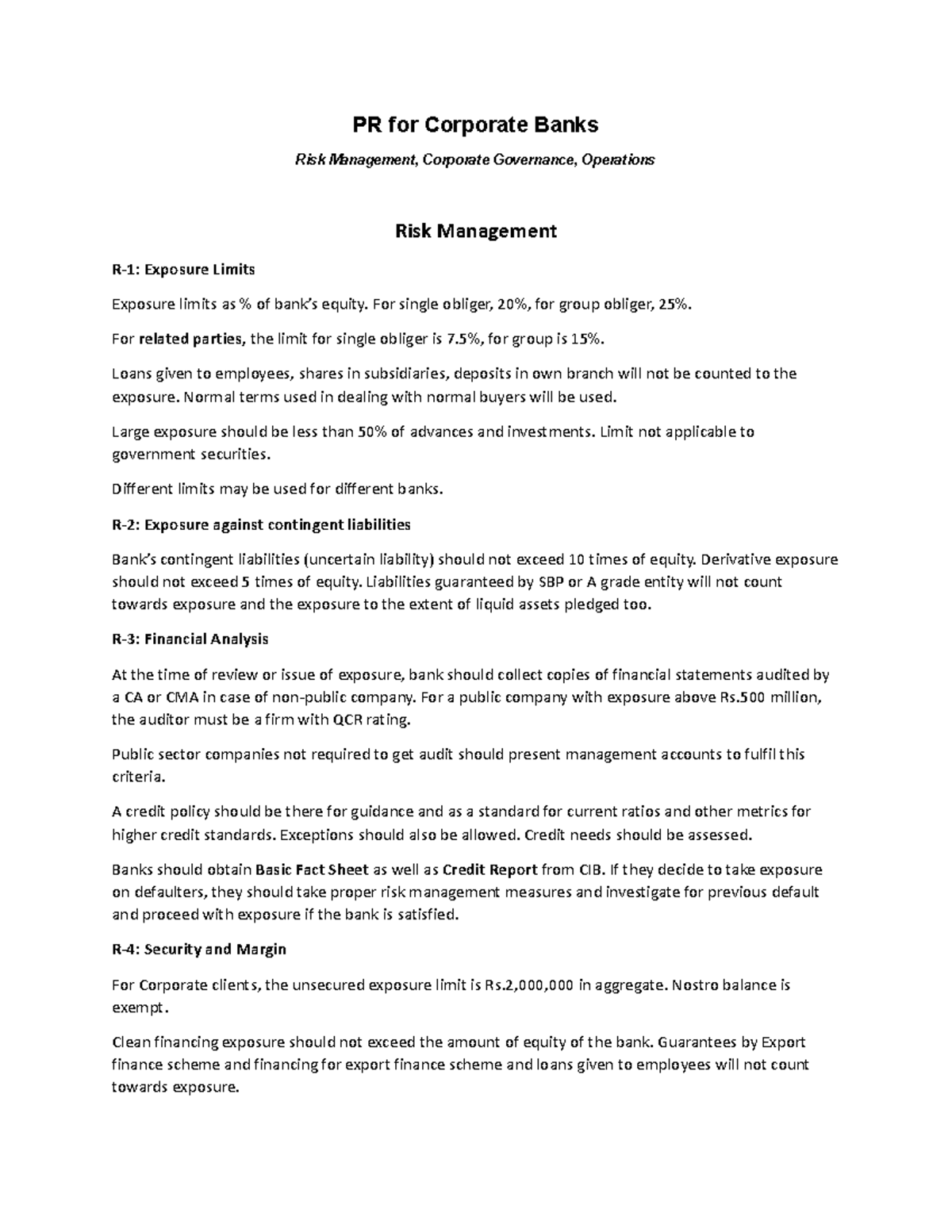 PR for Corporate Banks - PR for Corporate Banks Risk Management ...