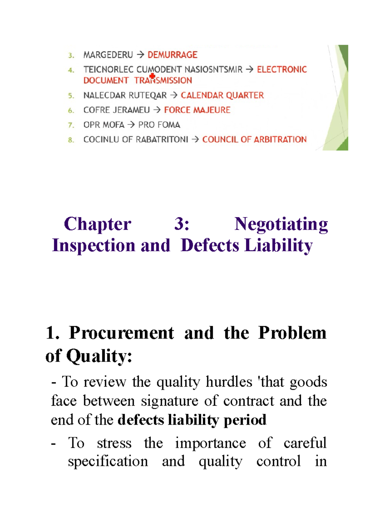 Chapter 3 Inspection - Summarize chap 3 - Chapter 3: Negotiating ...