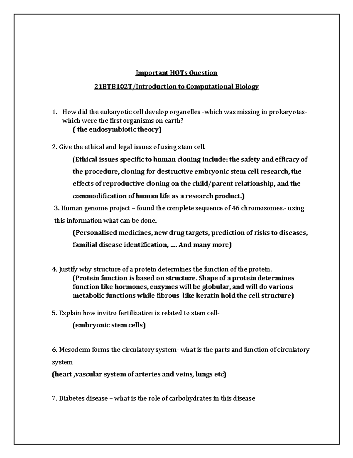 21BTB102T- HOTs question - Important HOTs Question 21BTB102T/Introduction to Computational ...