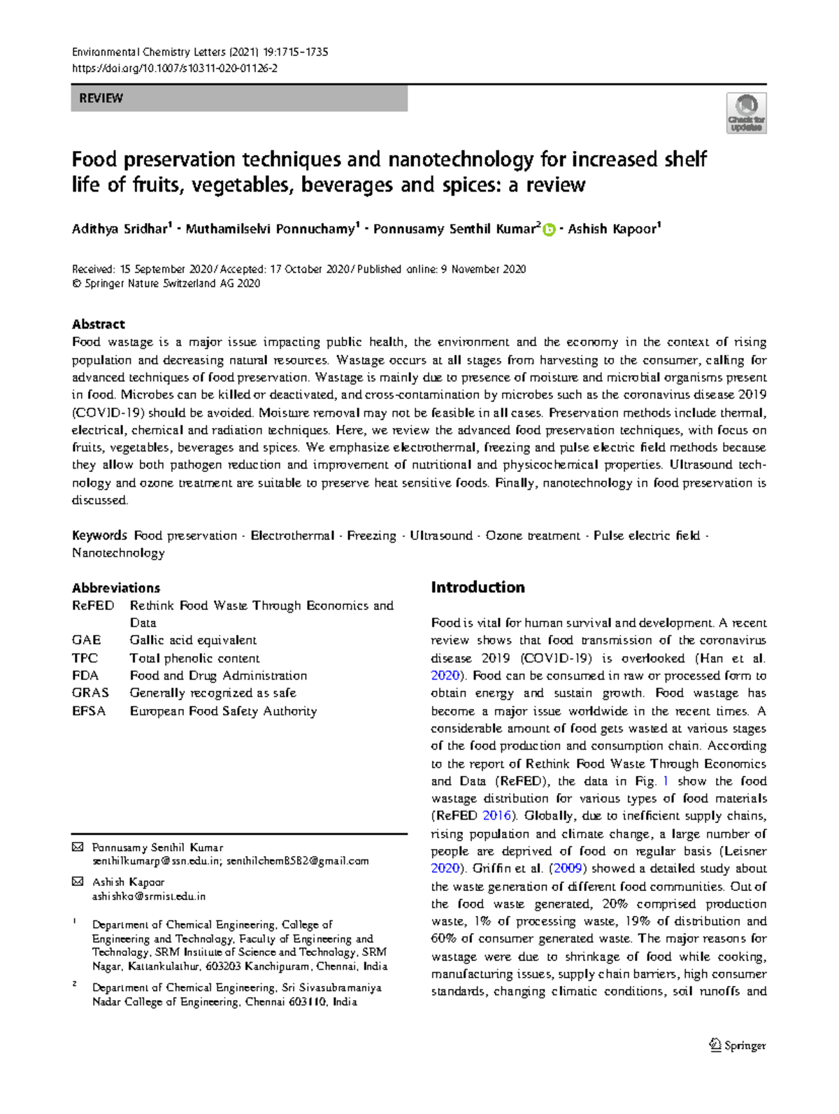 Food Preservation Technique - REVIEW Food preservation techniques and ...