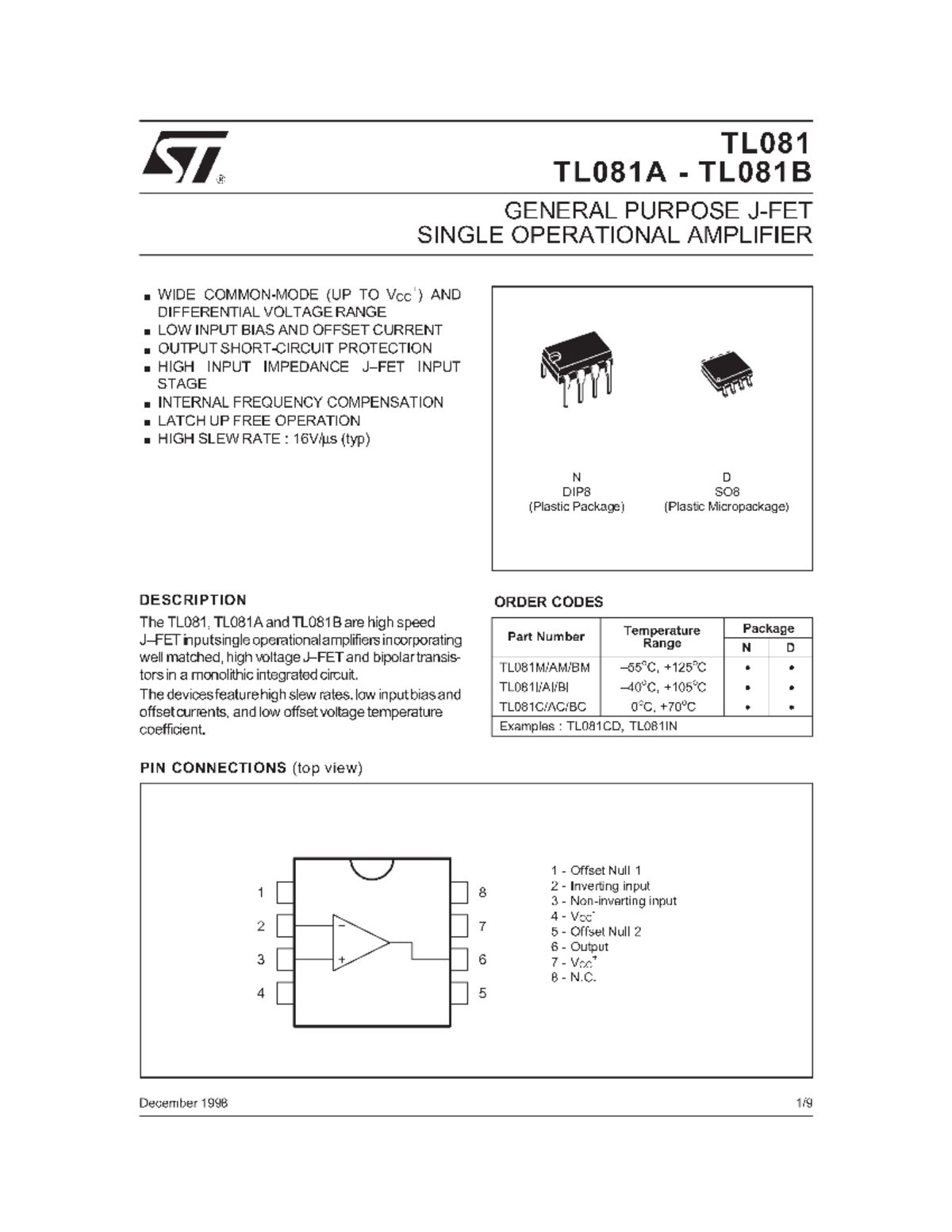 TL081 - sexo? - TL081 R TL081A TL081B GENERAL PURPOSE SINGLE ...