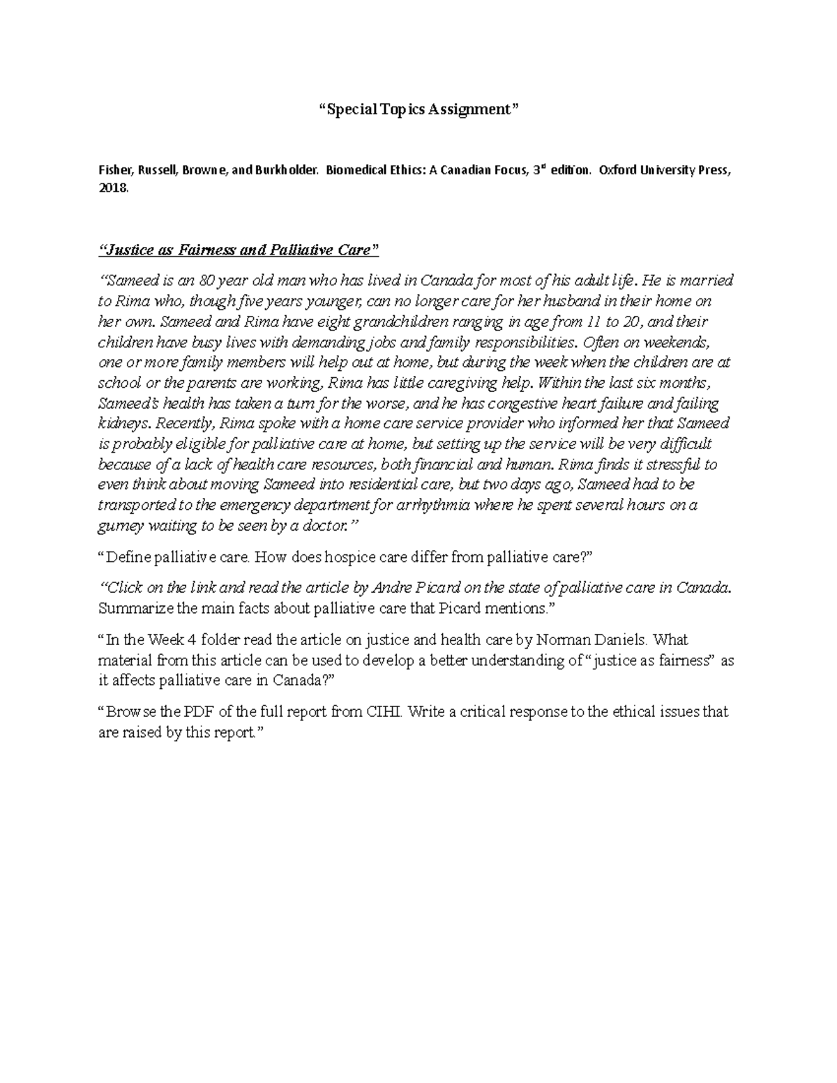 Special Topics Assignment W19 - “Special Topics Assignment” Fisher ...