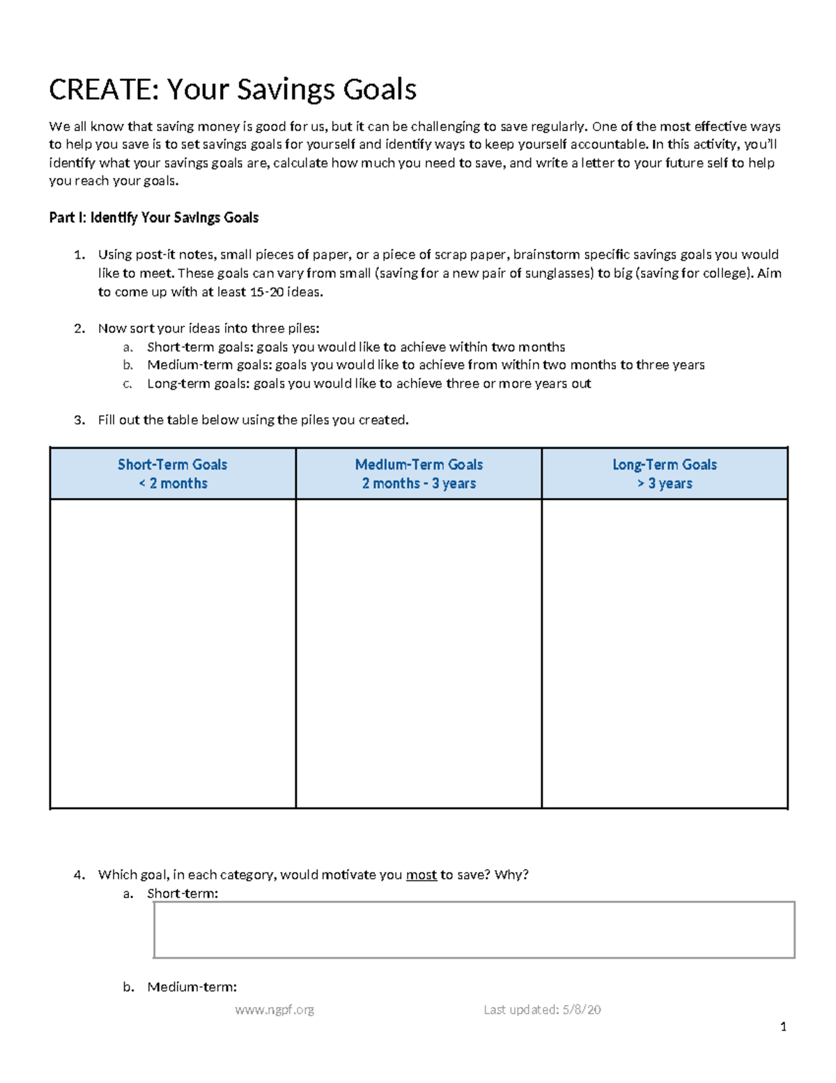 Cartoon Assignment - CREATE: Your Savings Goals We all know that saving ...