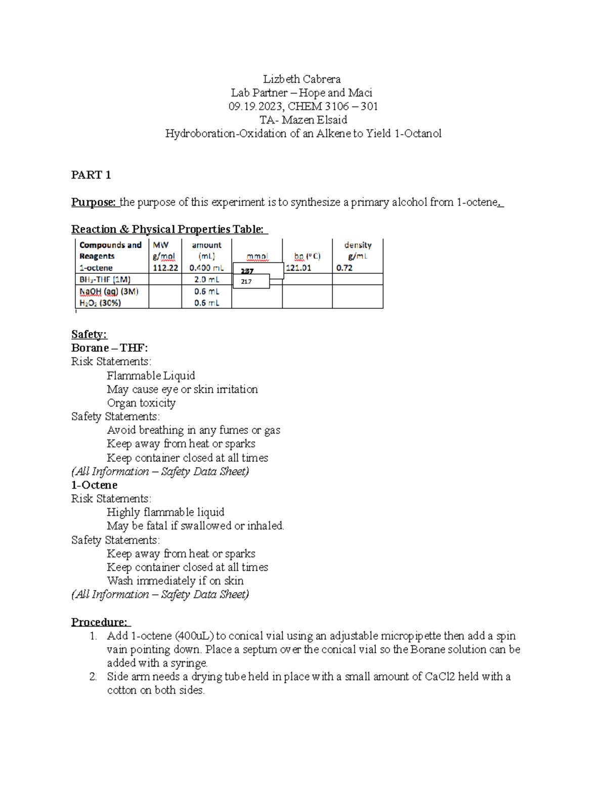 Experimetn 3 - Lab Report - Lizbeth Cabrera Lab Partner – Hope and Maci ...