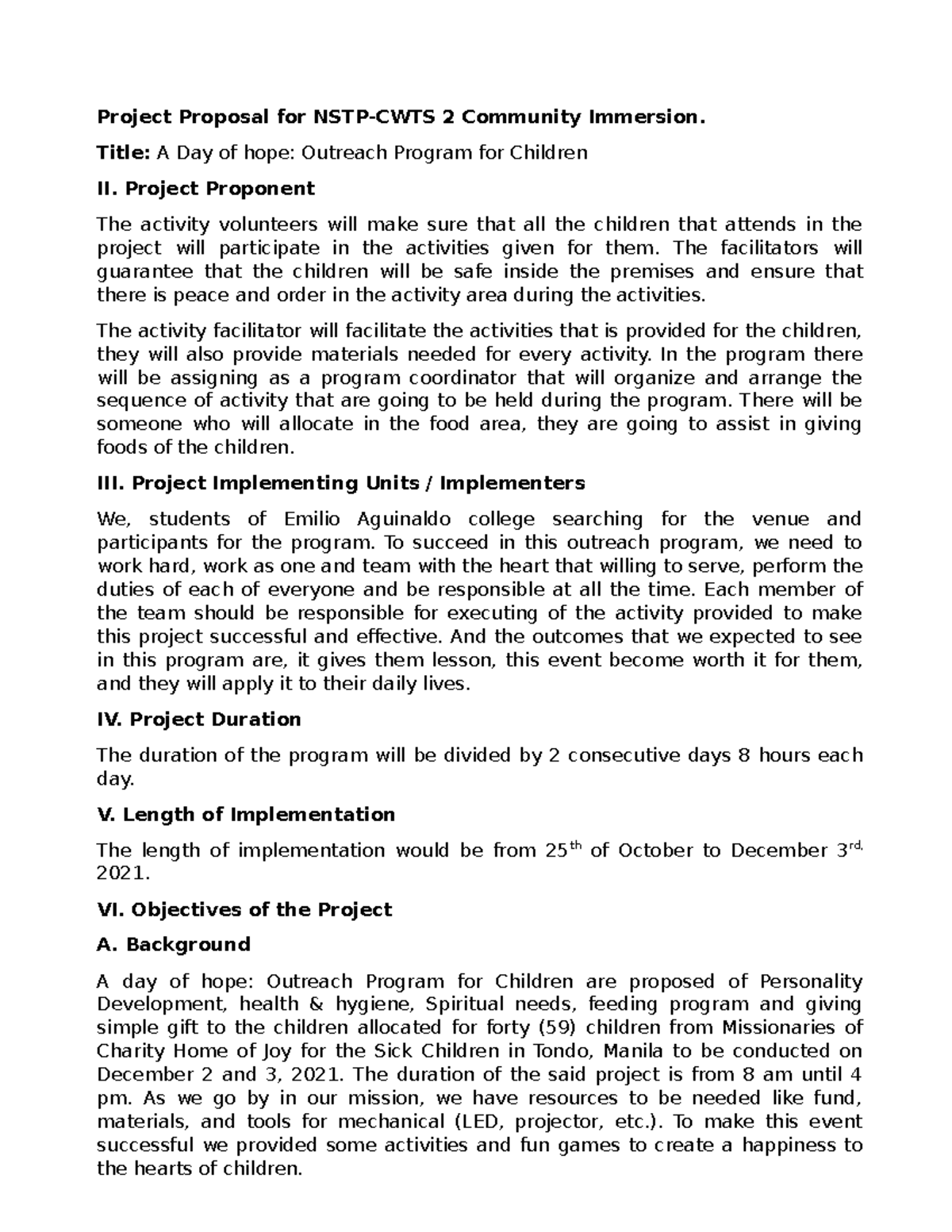 Ch2 - this serves as my lecture notes - Project Proposal for NSTP-CWTS ...