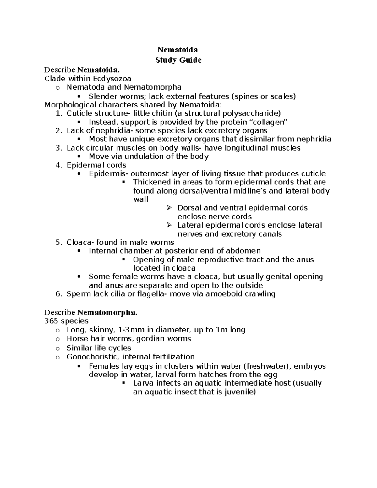 Nematoida Study Guide - Nematoida Study Guide Describe Nematoida. Clade ...