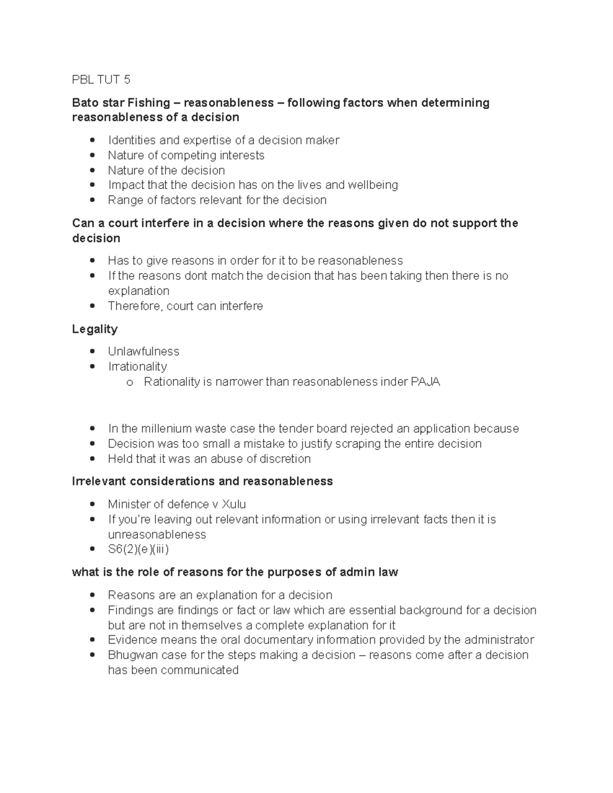 PBL TUT 5 - PBL TUT 5 Bato star Fishing – reasonableness – following ...