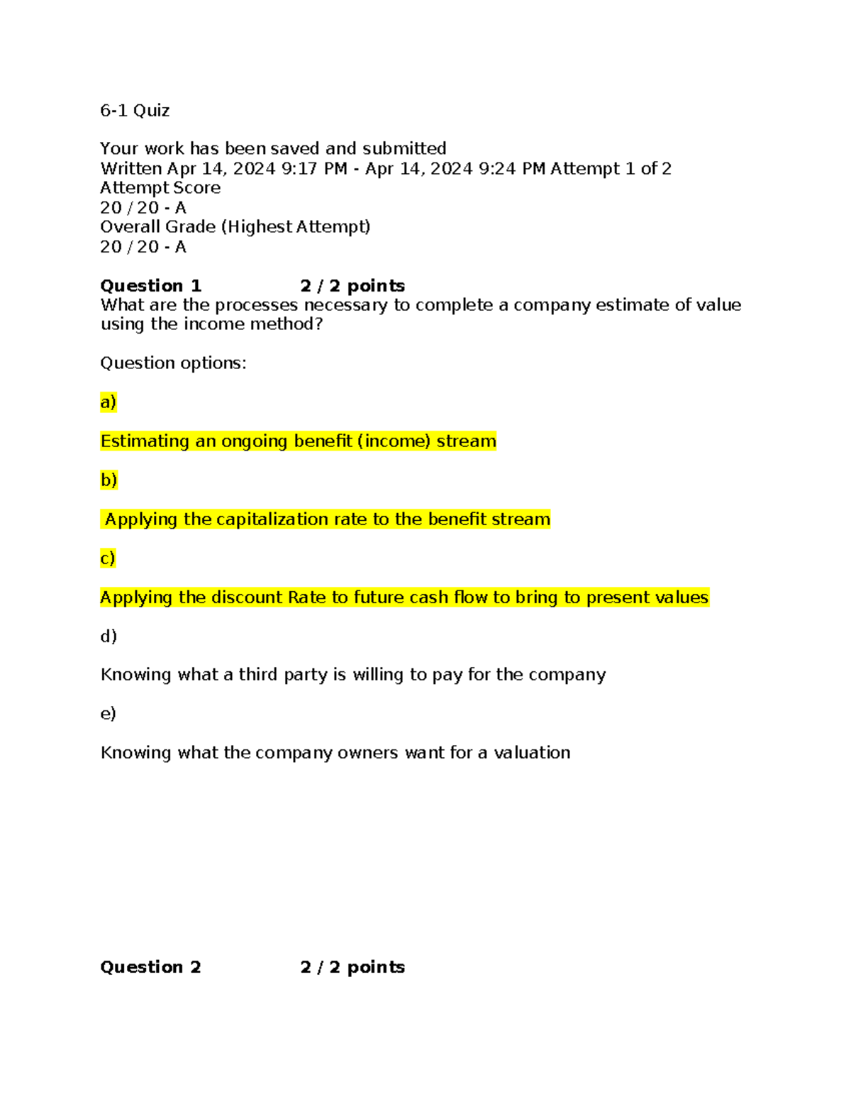 ACC345: Module 6-1 Quiz - 6-1 Quiz Your work has been saved and ...