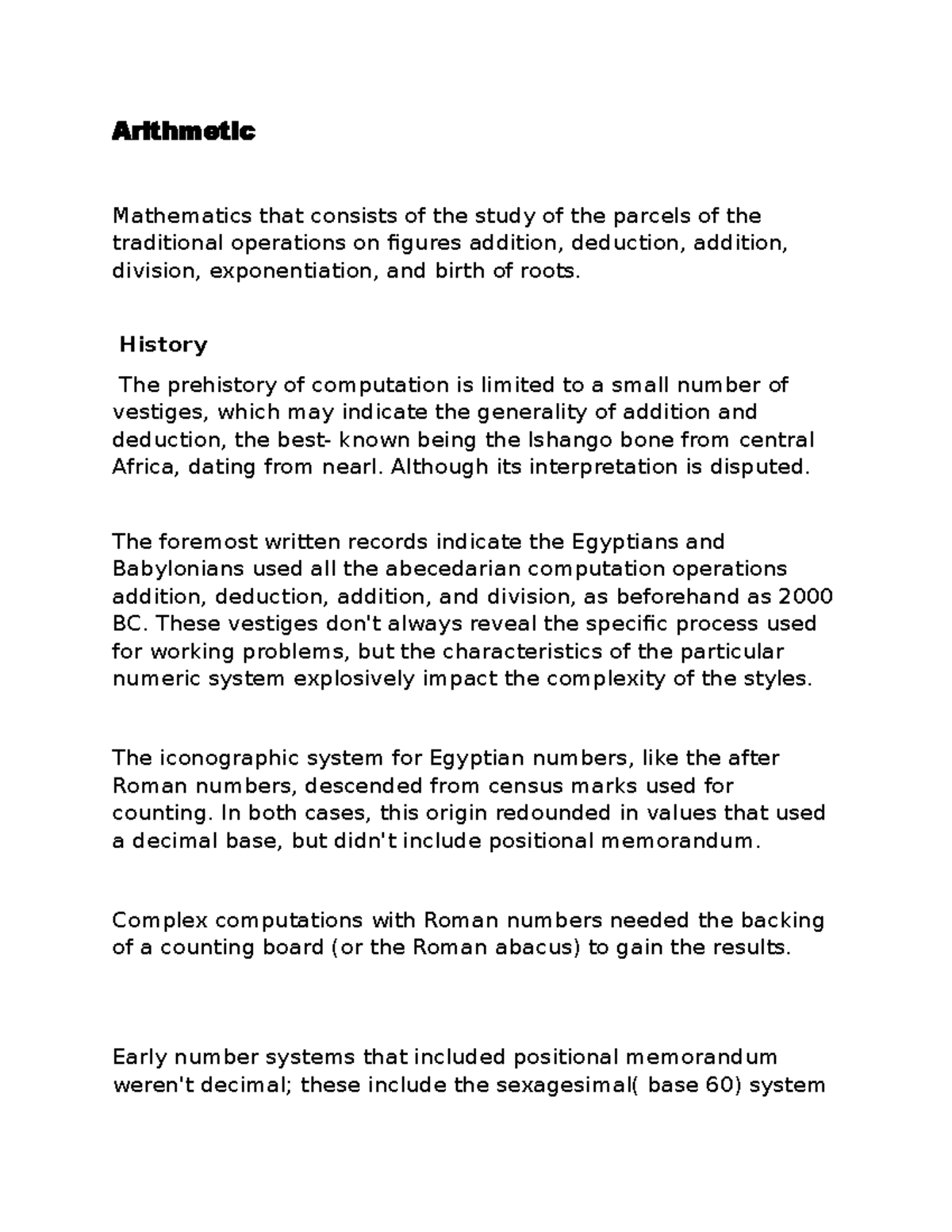 Arithmetic - Old mathematics - Arithmetic Mathematics that consists of ...