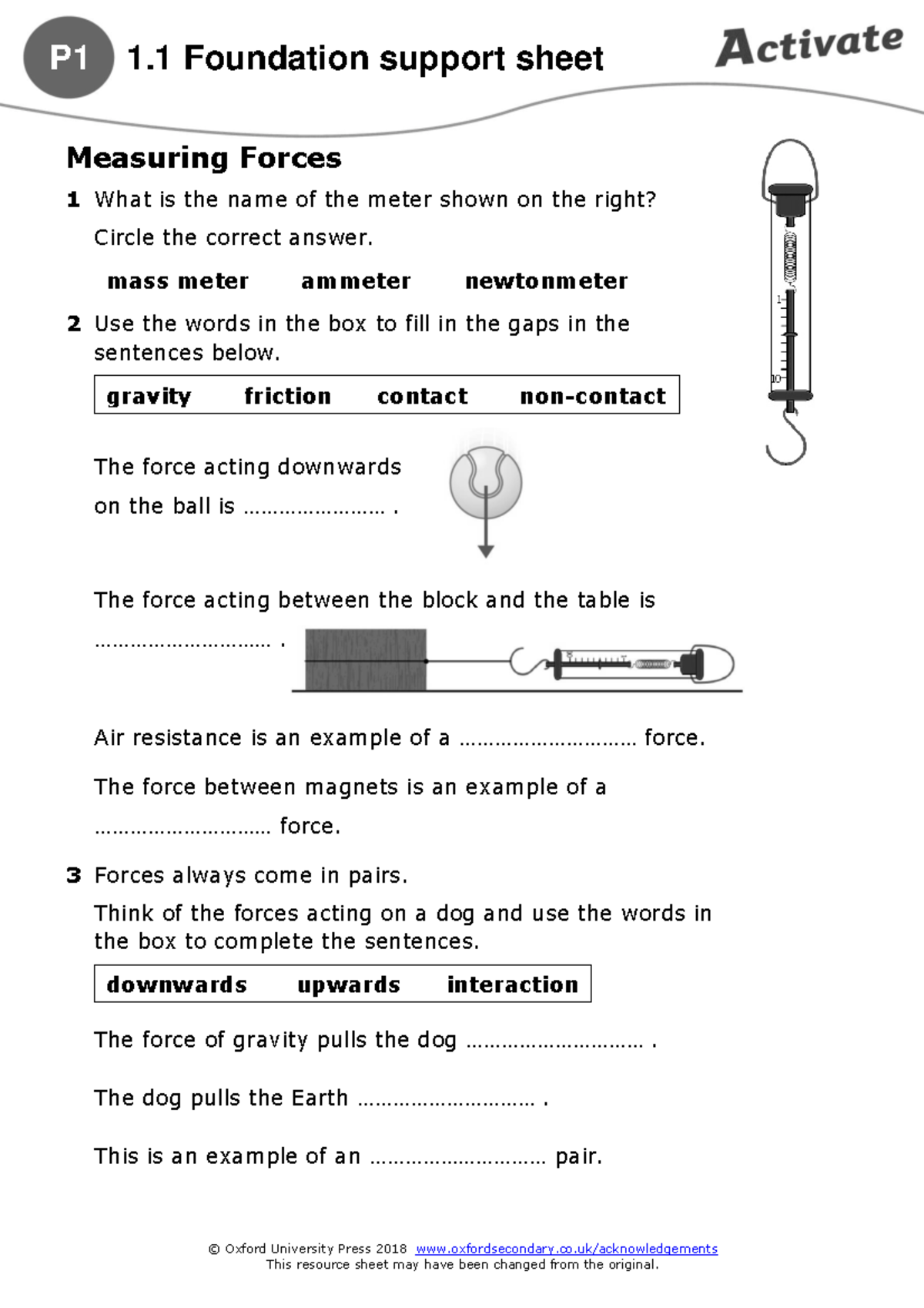 Physics 1 chapter 1Force - © Oxford University Press 2018 ...