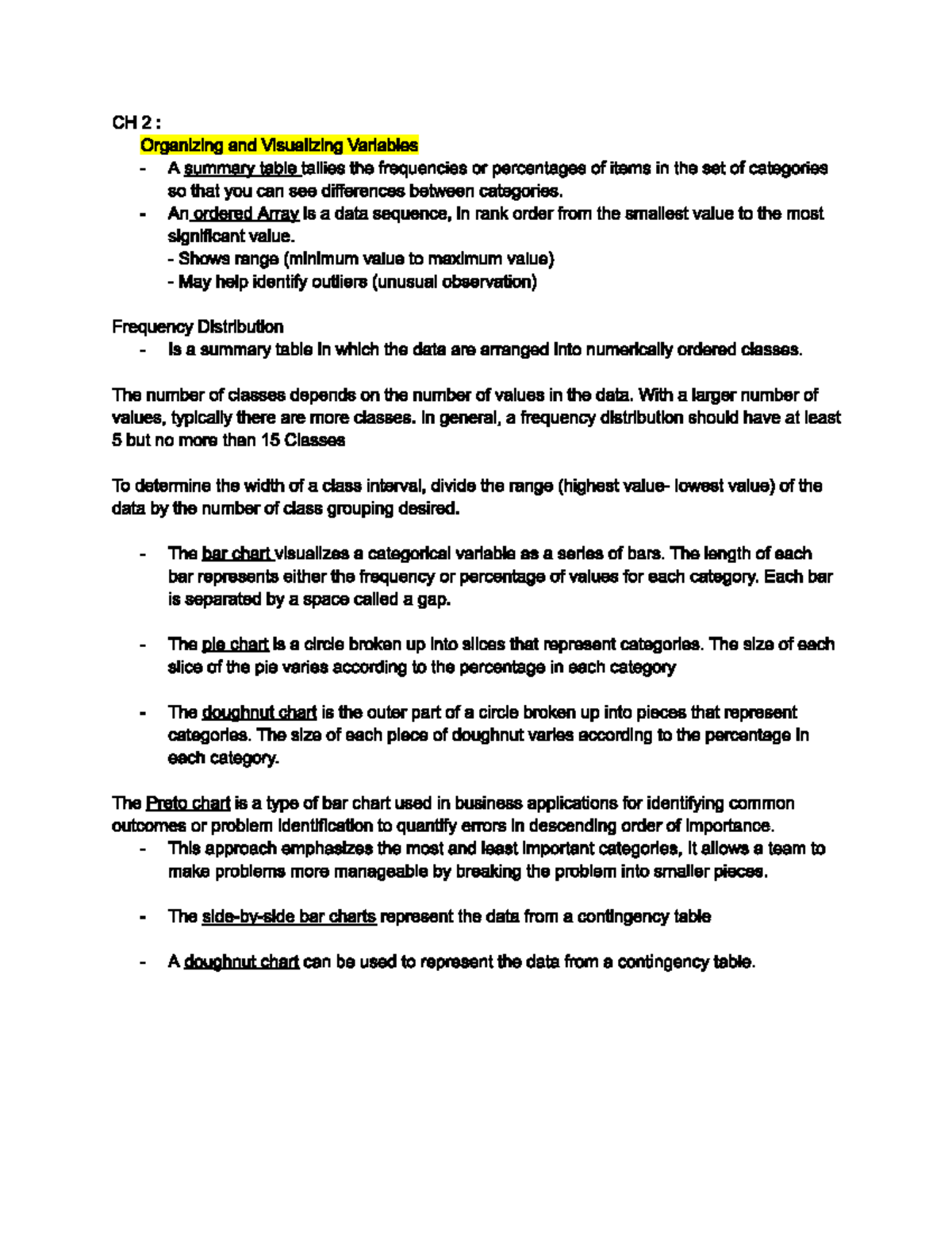 Organizing and visualizing variables - STAT 206 - Studocu