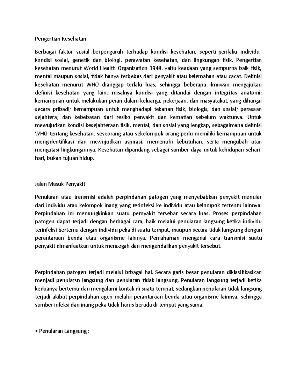 Pengertian Kesehatan dan Jalur Masuk Penyakit - Pengertian Kesehatan ...