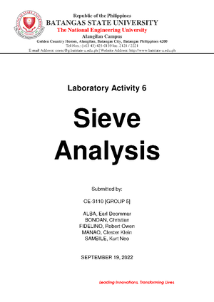 Geotech - GEOTECH (SOIL MECHANICS) SIEVE ANALYSIS - For particles > 0 1. Mass retained (M 1 ,M 2 ...