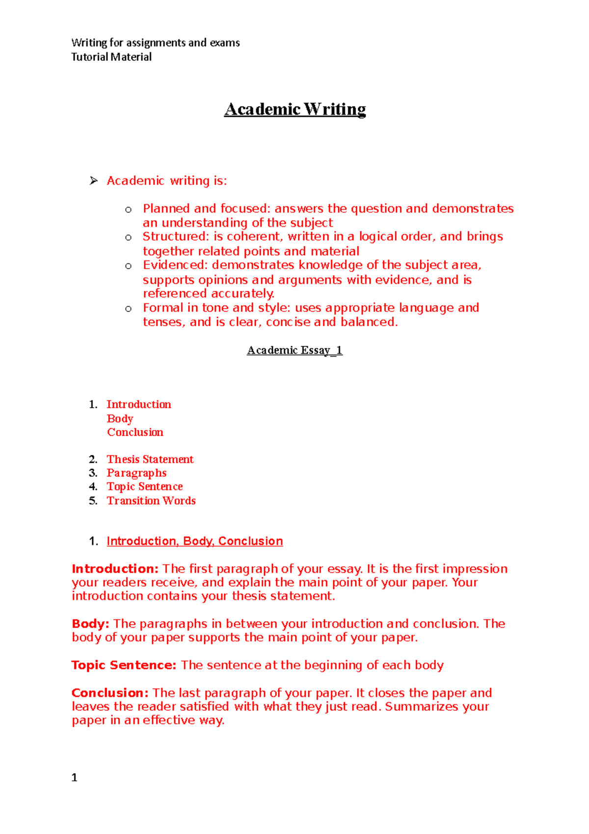 Academic Writing Complete Notes (2) - Tutorial Material Academic ...