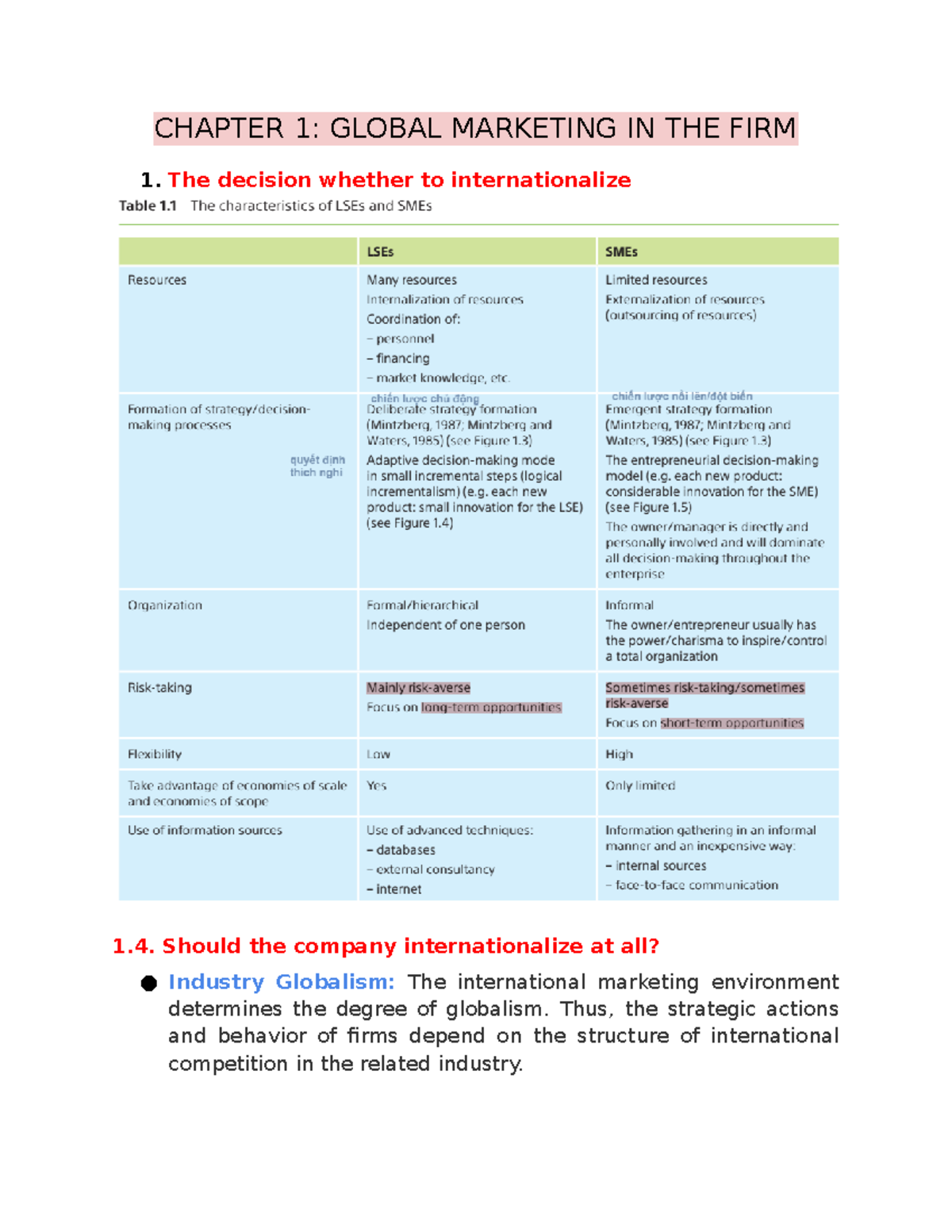 Chapter 1 - CHAPTER 1: GLOBAL MARKETING IN THE FIRM The decision ...