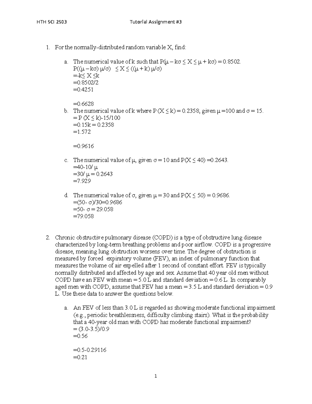 Statstutorialassignment 3 - For the normally-distributed random ...
