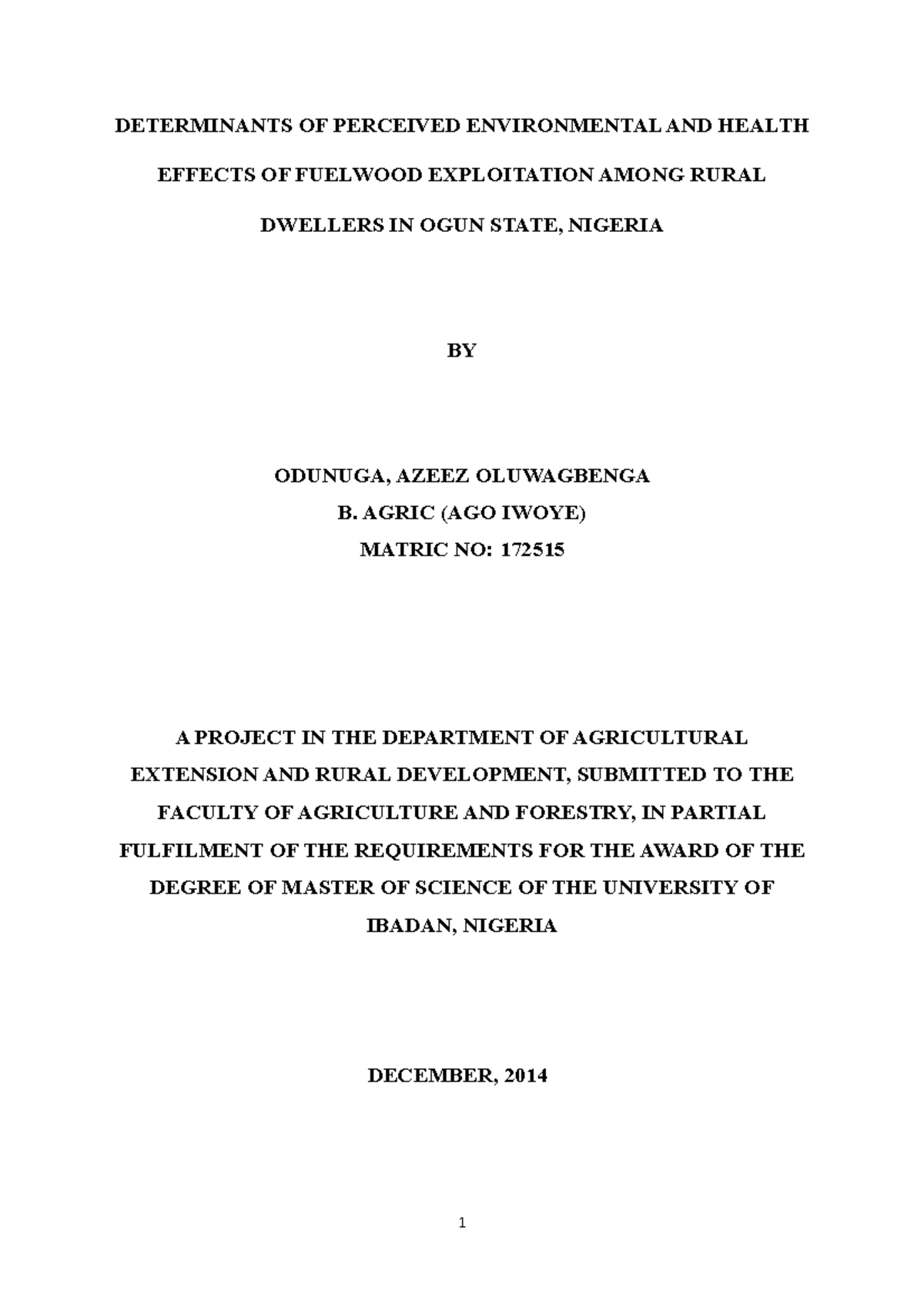 Gbengene M.Sc NEW1111 - DETERMINANTS OF PERCEIVED ENVIRONMENTAL AND ...