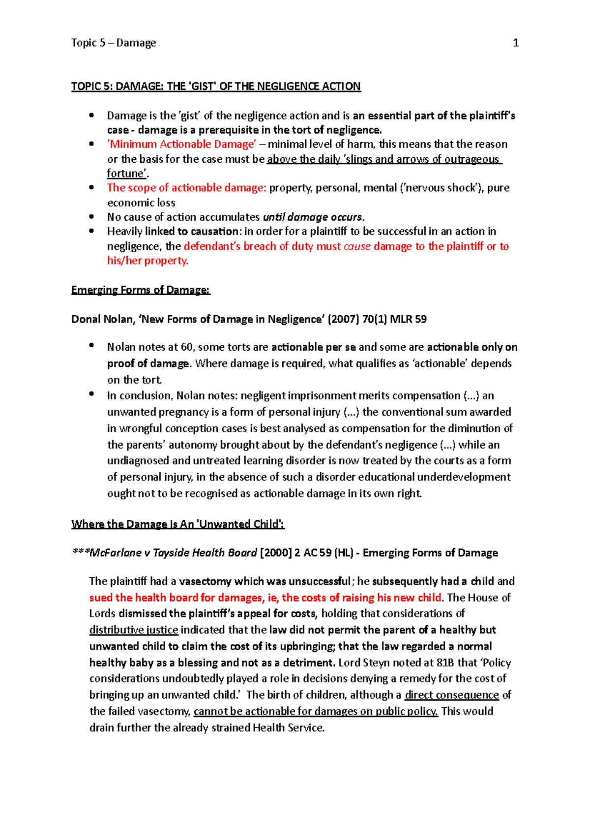 Topic 5 - Damage - Lecture notes 5 - Topic 5 – Damage TOPIC 5: DAMAGE ...