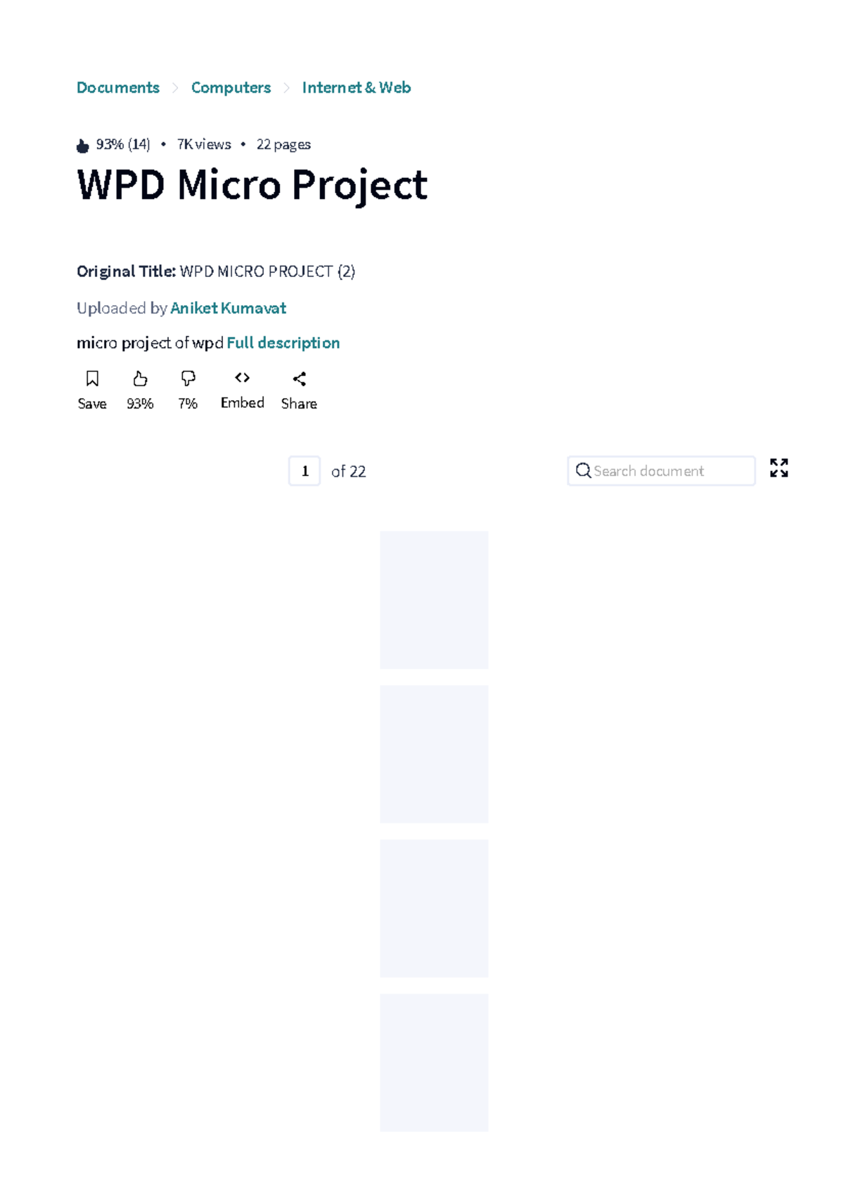 Www - Documents Computers Internet & Web 93% (14) · 7K views · 22 pages WPD Micro Project - Studocu