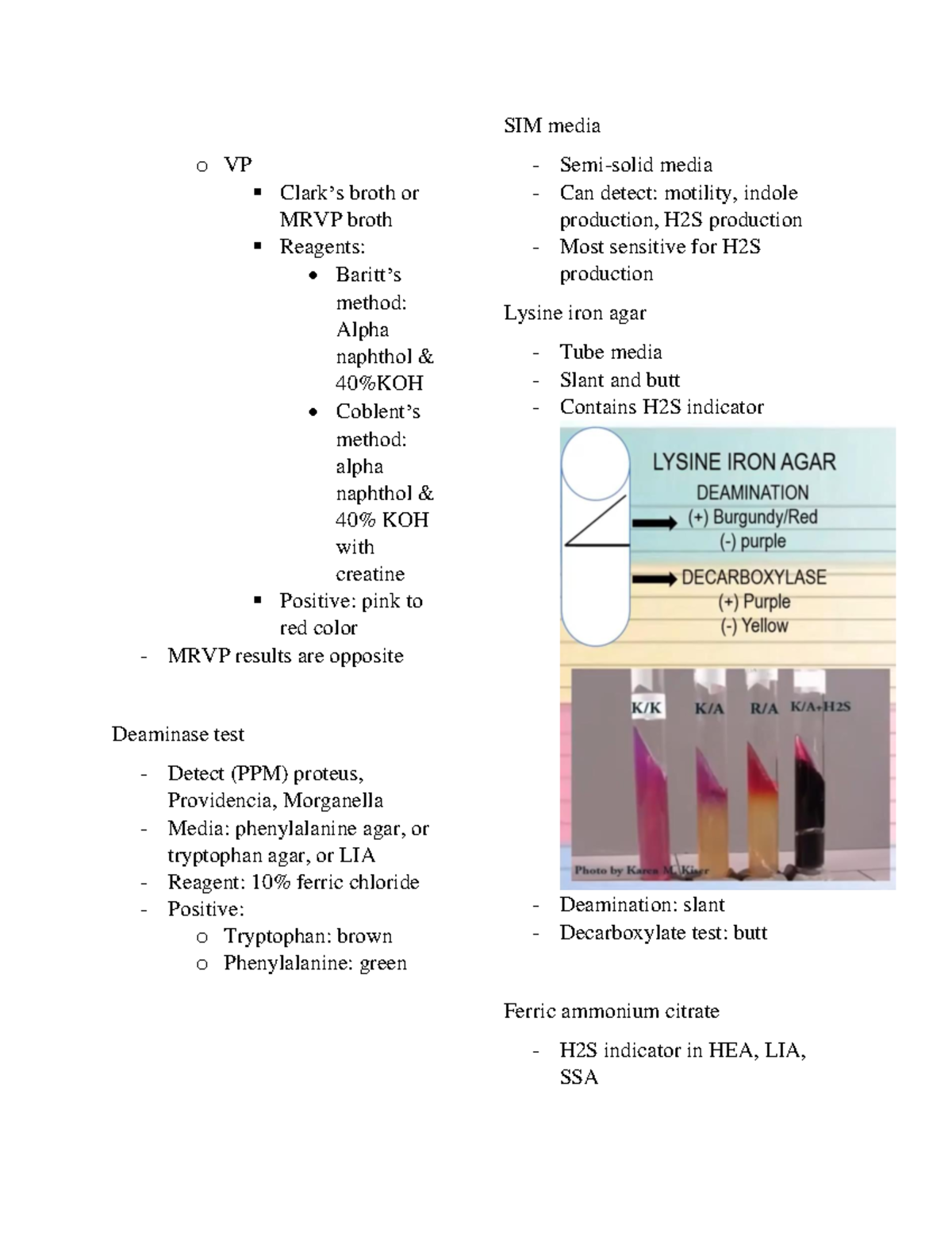 Bacteriology Review Notes - 16 - o VP Clark’s broth or MRVP broth ...