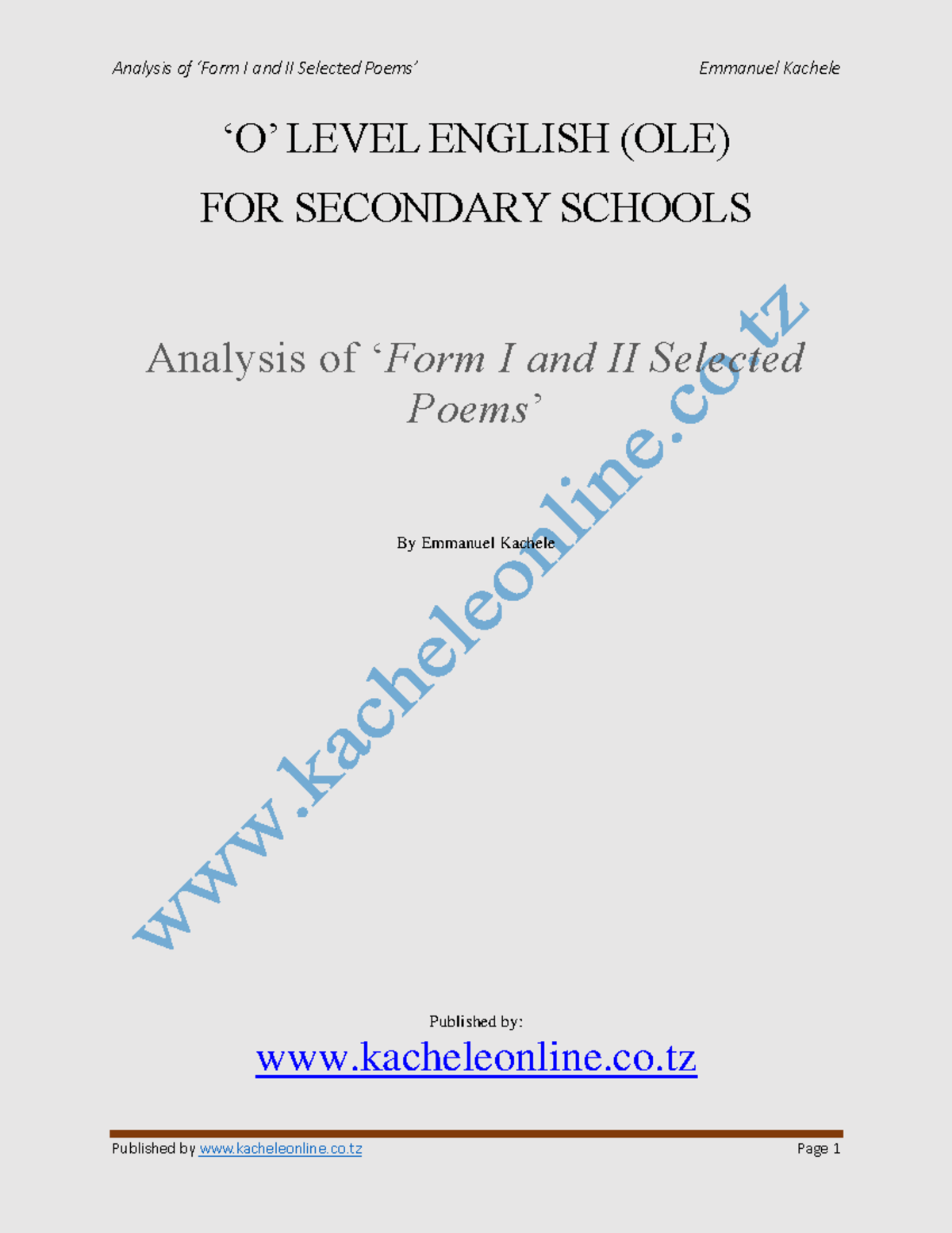06.FI-II Selected Poems - C - ‘O’ LEVEL ENGLISH (OLE) FOR SECONDARY ...